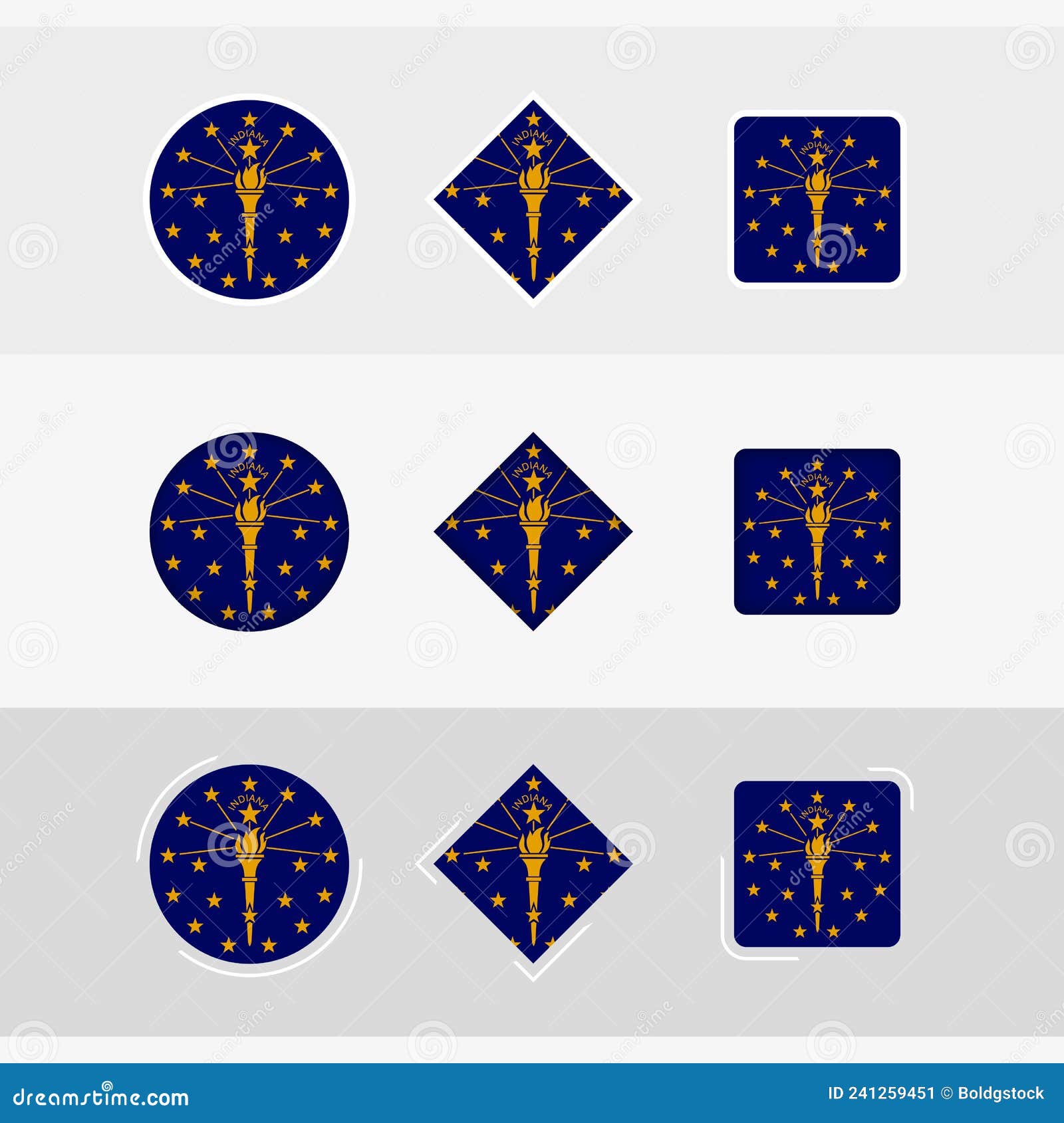 Indiana Flag Icons Set, Vector Flag of Indiana Stock Vector ...