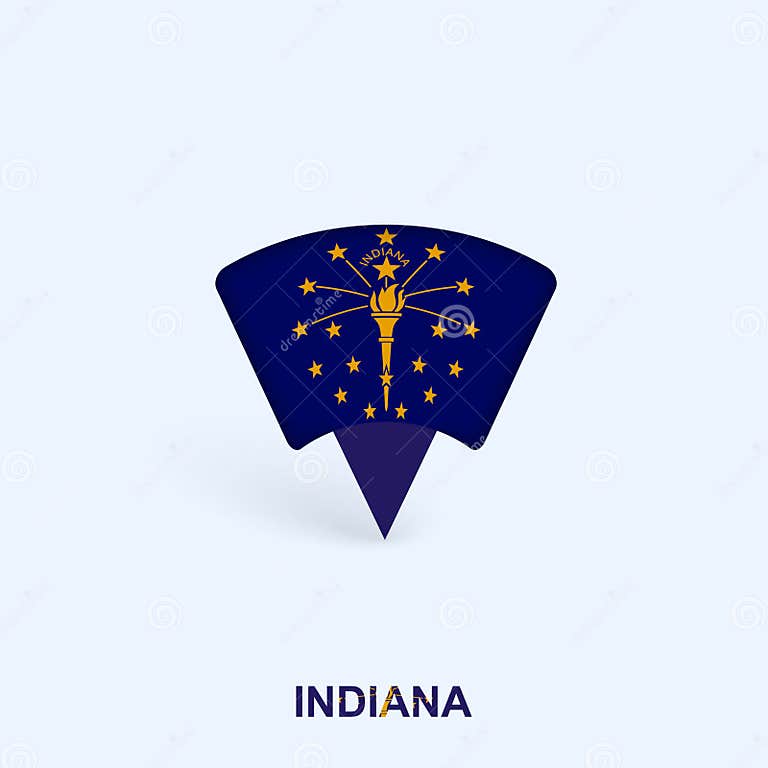 Indiana Flag Map Pointer Design with Shadow Stock Illustration ...