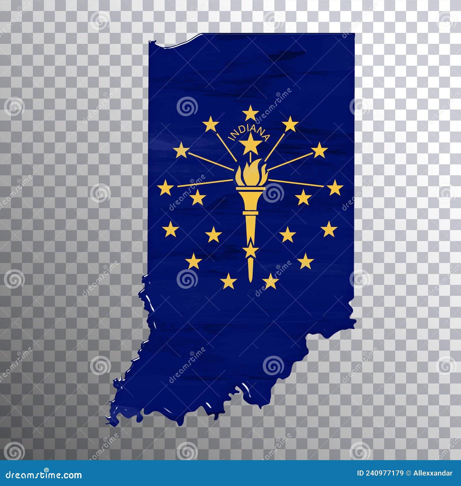 Indiana Flag and Map, Transparent Background Stock Illustration ...