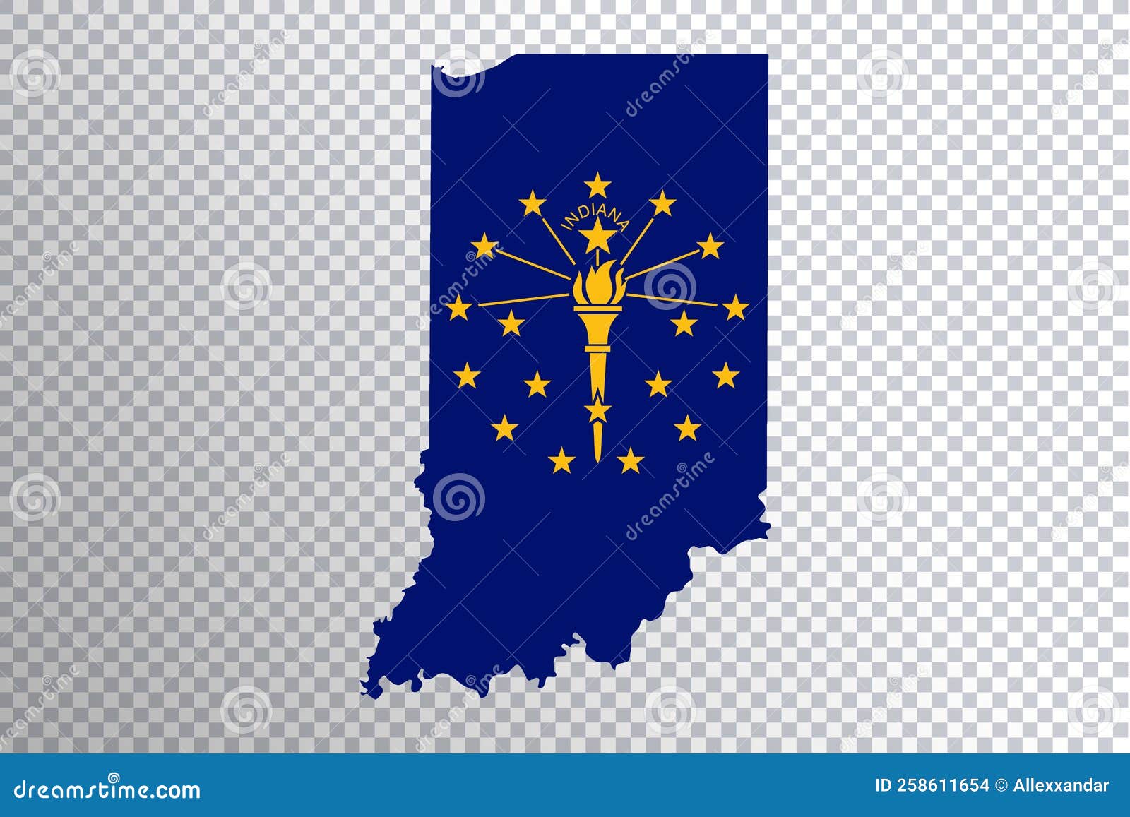 Indiana Flag on Map, Transparent Background Stock Illustration ...