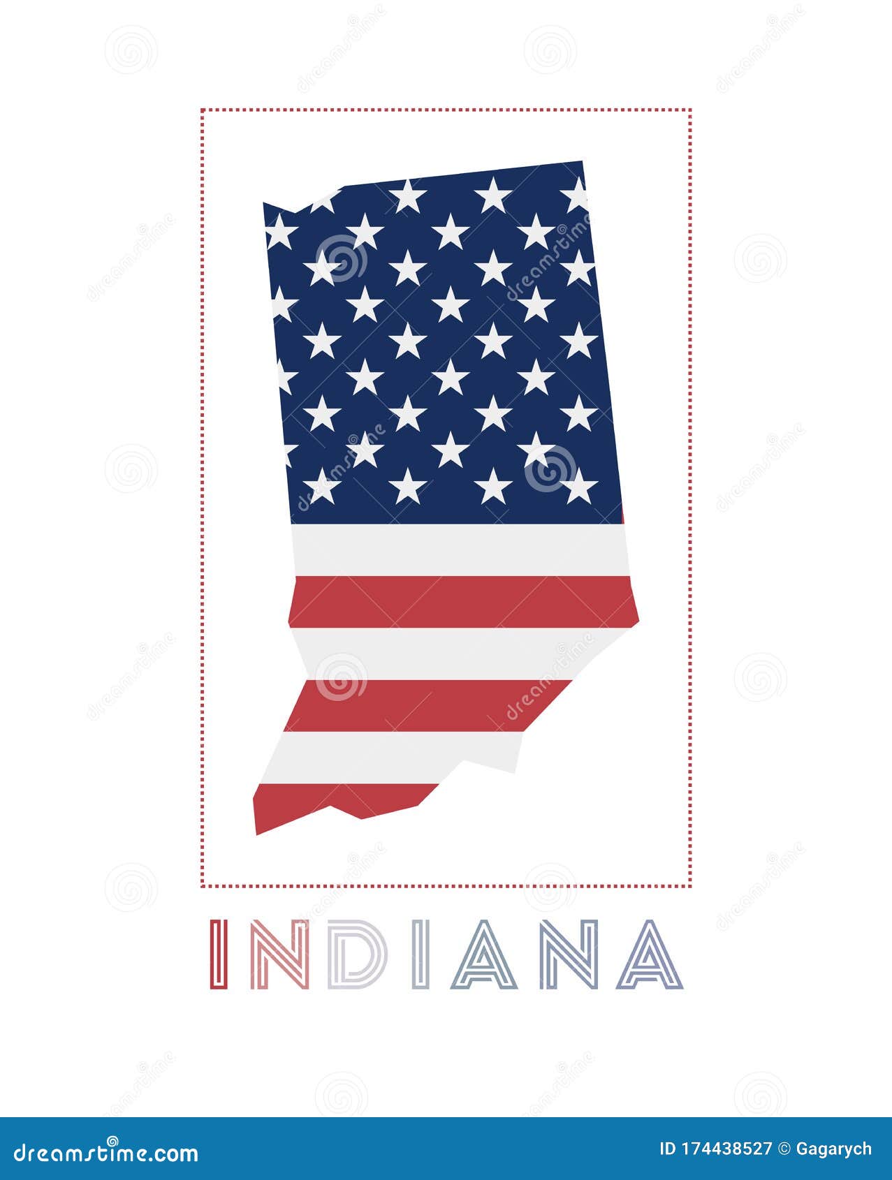Indiana Logo. Map of Indiana with Us State Name. Stock Vector ...