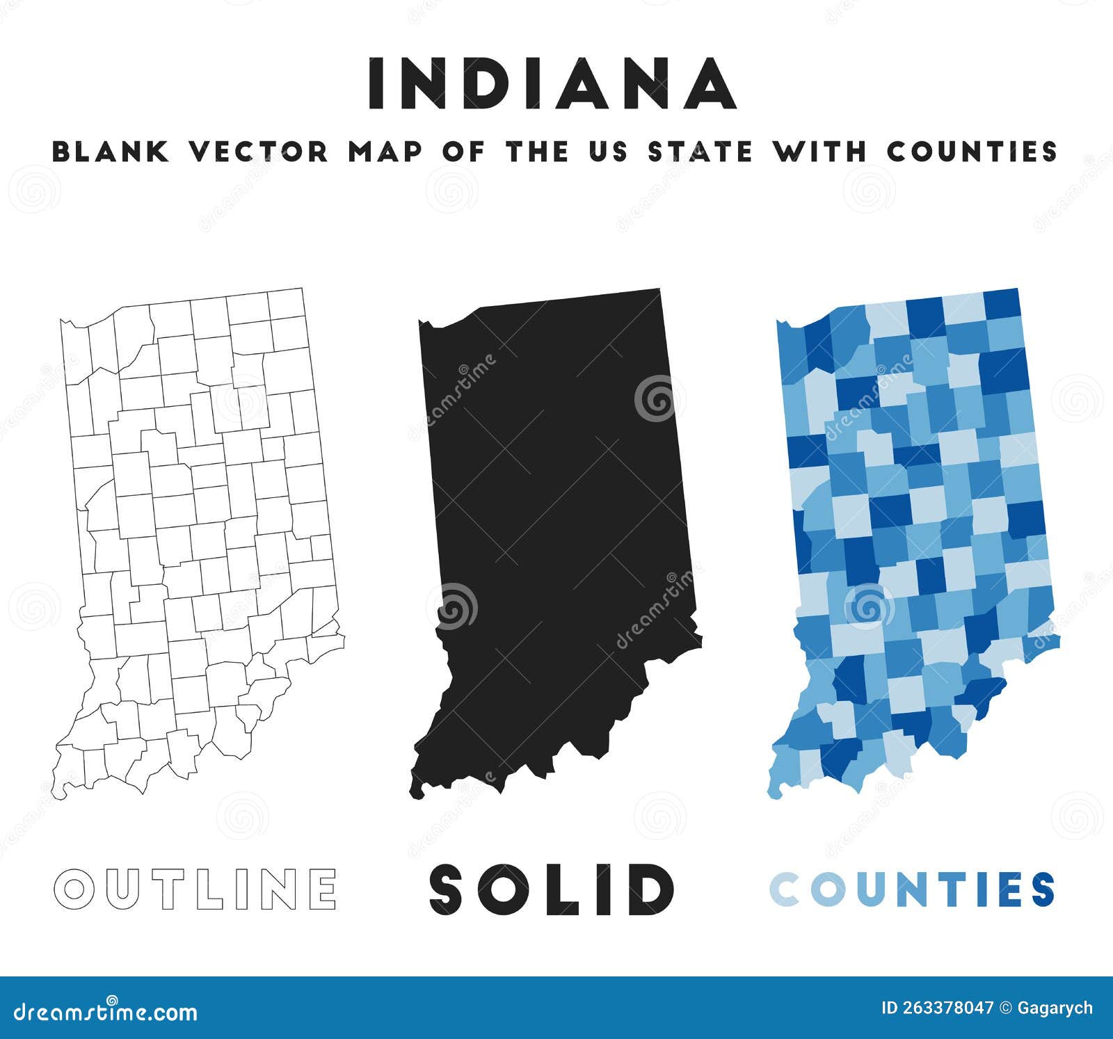 Indiana map. stock vector. Illustration of democracy - 263378047