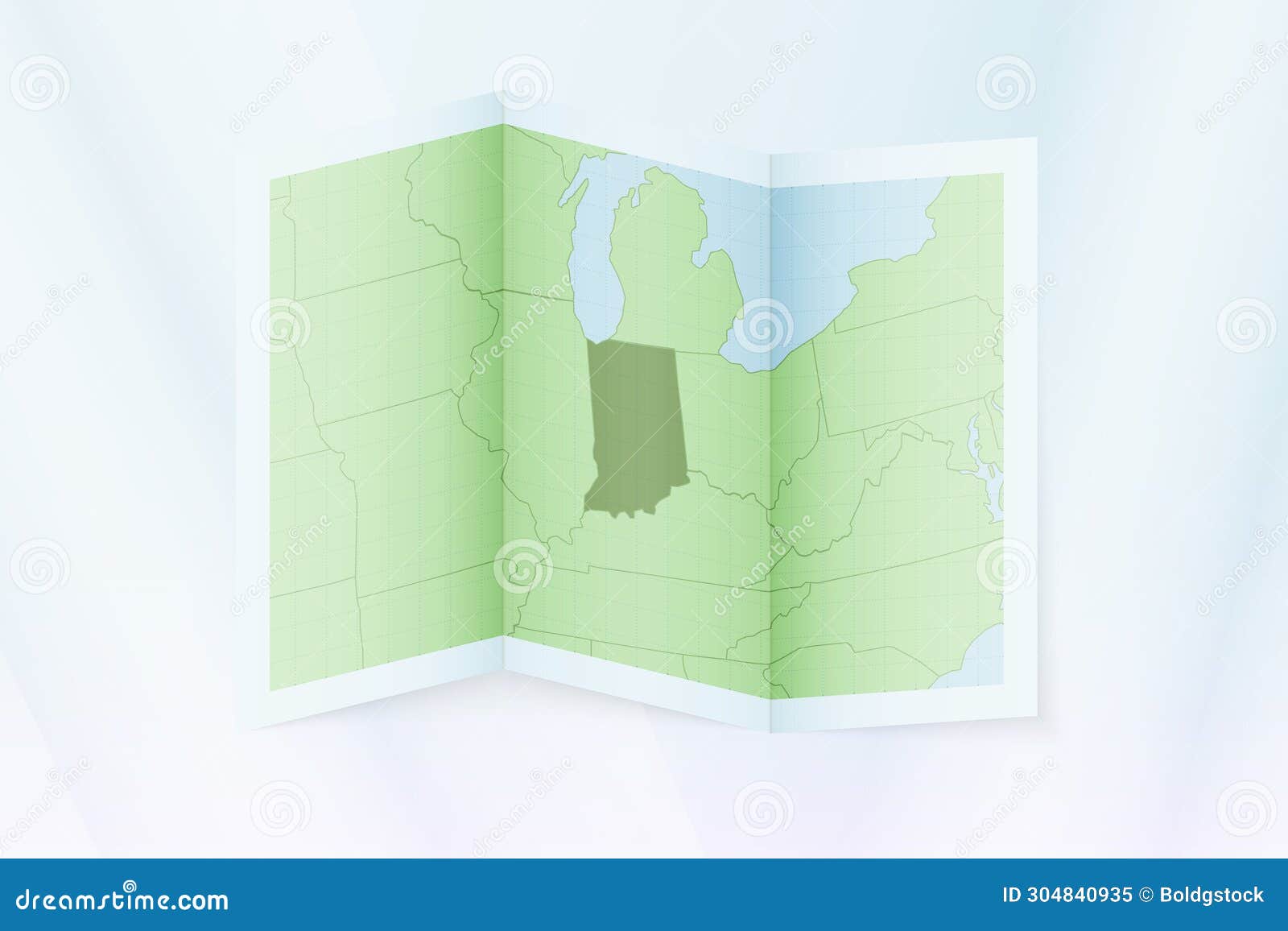 Indiana Map, Folded Paper with Indiana Map Stock Illustration ...