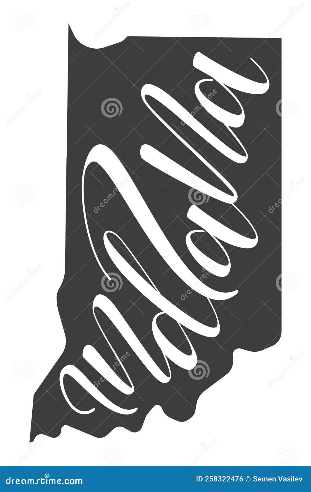 Indiana Map with Text Script. Stock Vector - Illustration of abstract ...