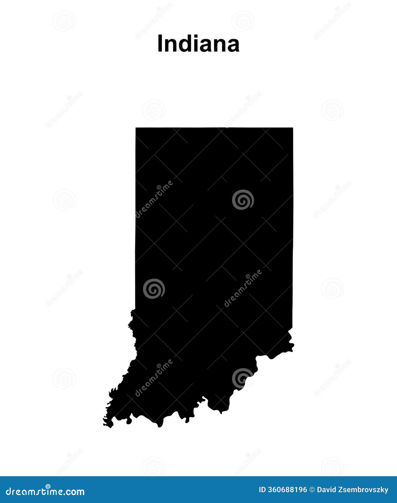Indiana Outline Map State Shape USA America Borders Cartoon Vector ...