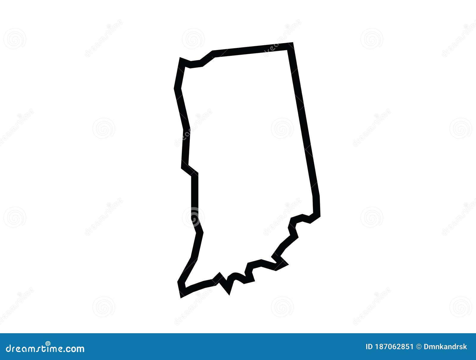 Indiana Outline Map State Shape Stock Vector - Illustration of line ...