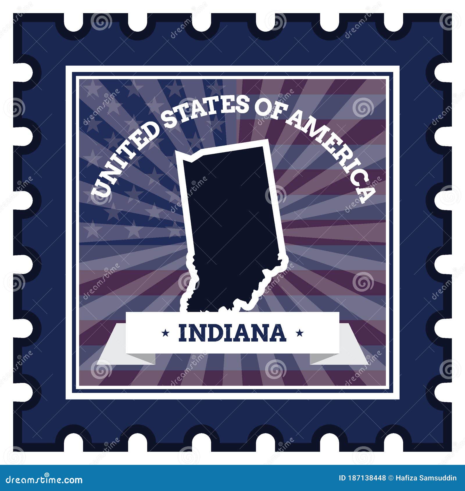 Indiana Postage Stamp. Vector Illustration Decorative Design Stock ...
