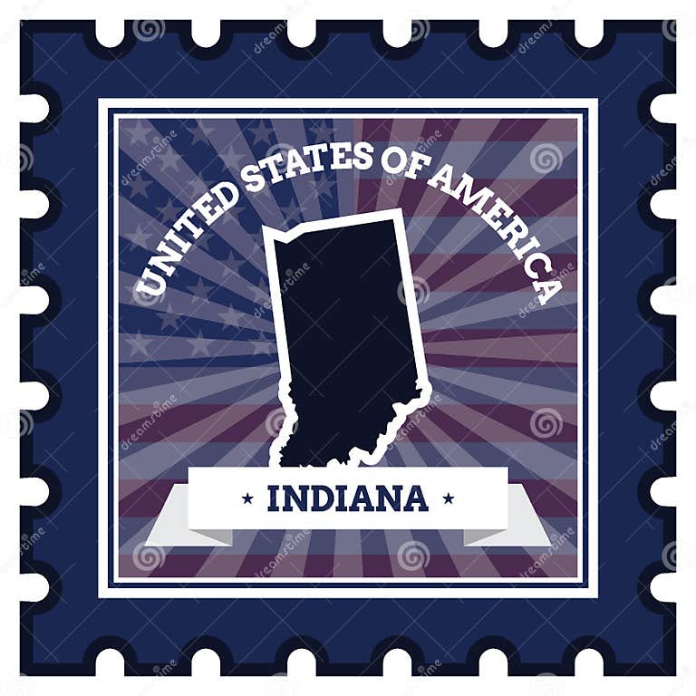Indiana Postage Stamp. Vector Illustration Decorative Design Stock ...