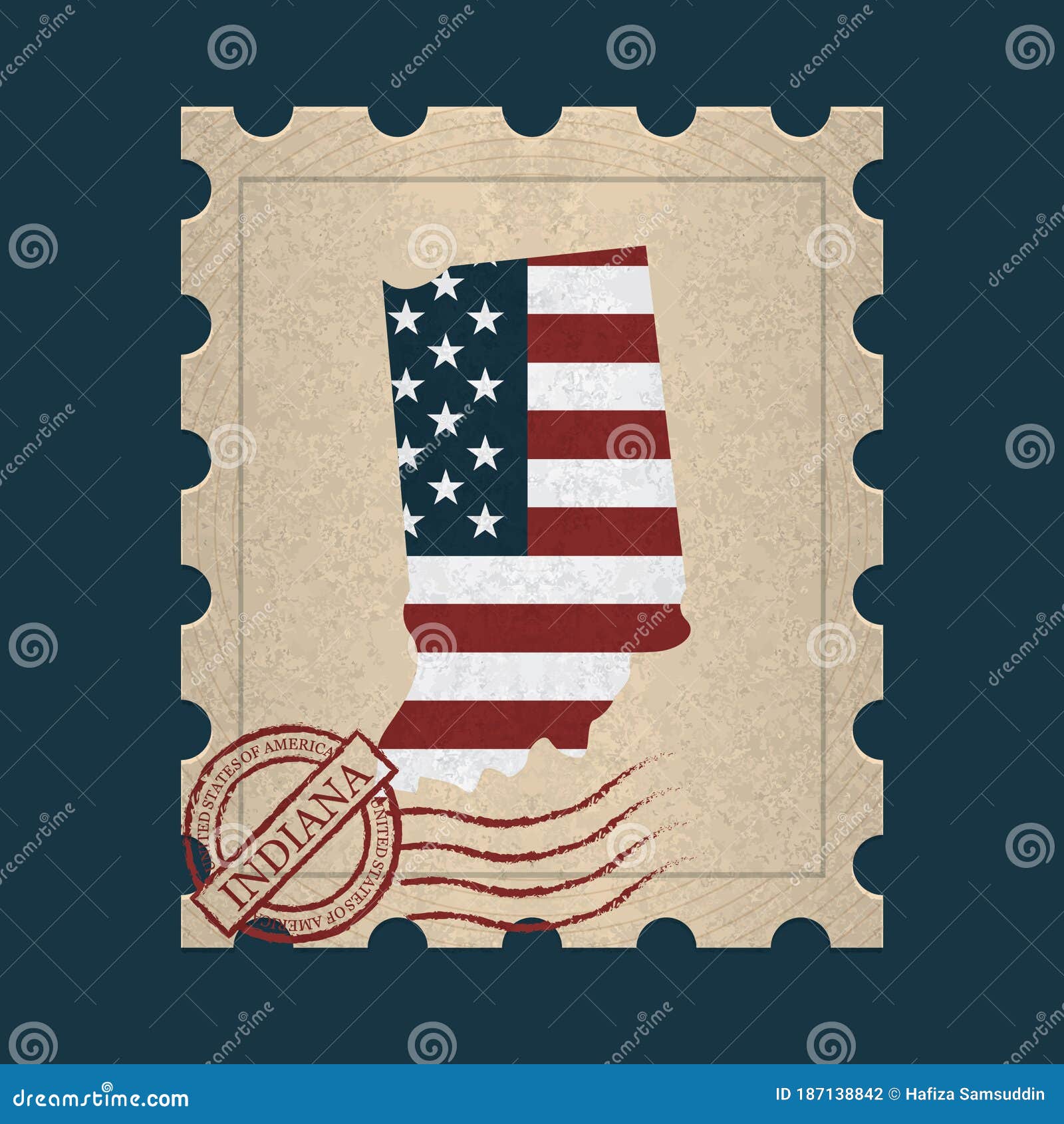 Indiana Postage Stamp. Vector Illustration Decorative Design Stock ...