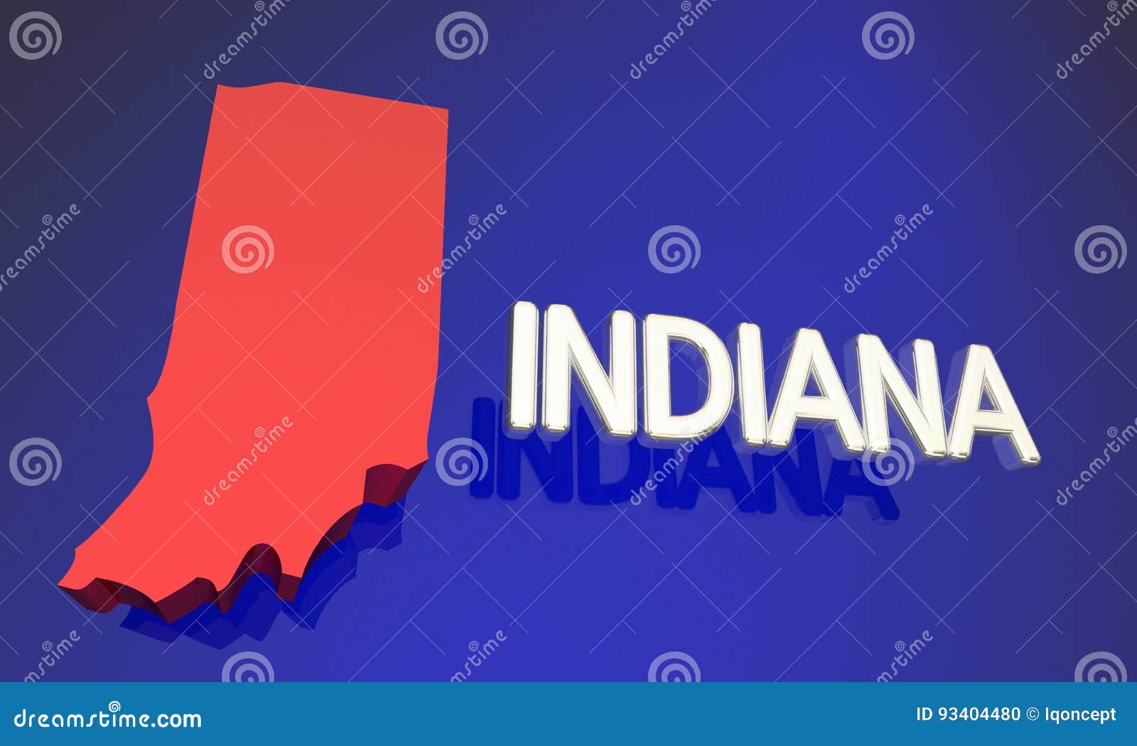Indiana in Red State Map Name Stock Illustration - Illustration of ...