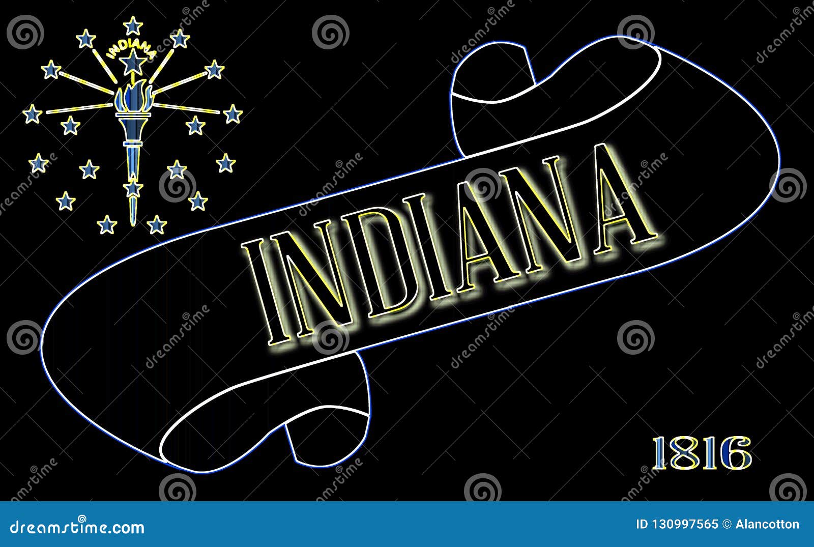 Indiana Scroll stock illustration. Illustration of indiana - 130997565
