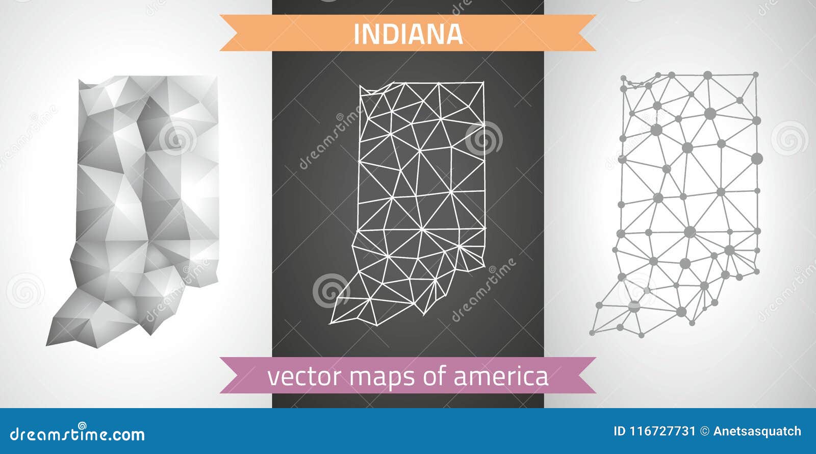 Set Vector Polygonal Indiana Maps Stock Illustrations – 4 Set Vector ...