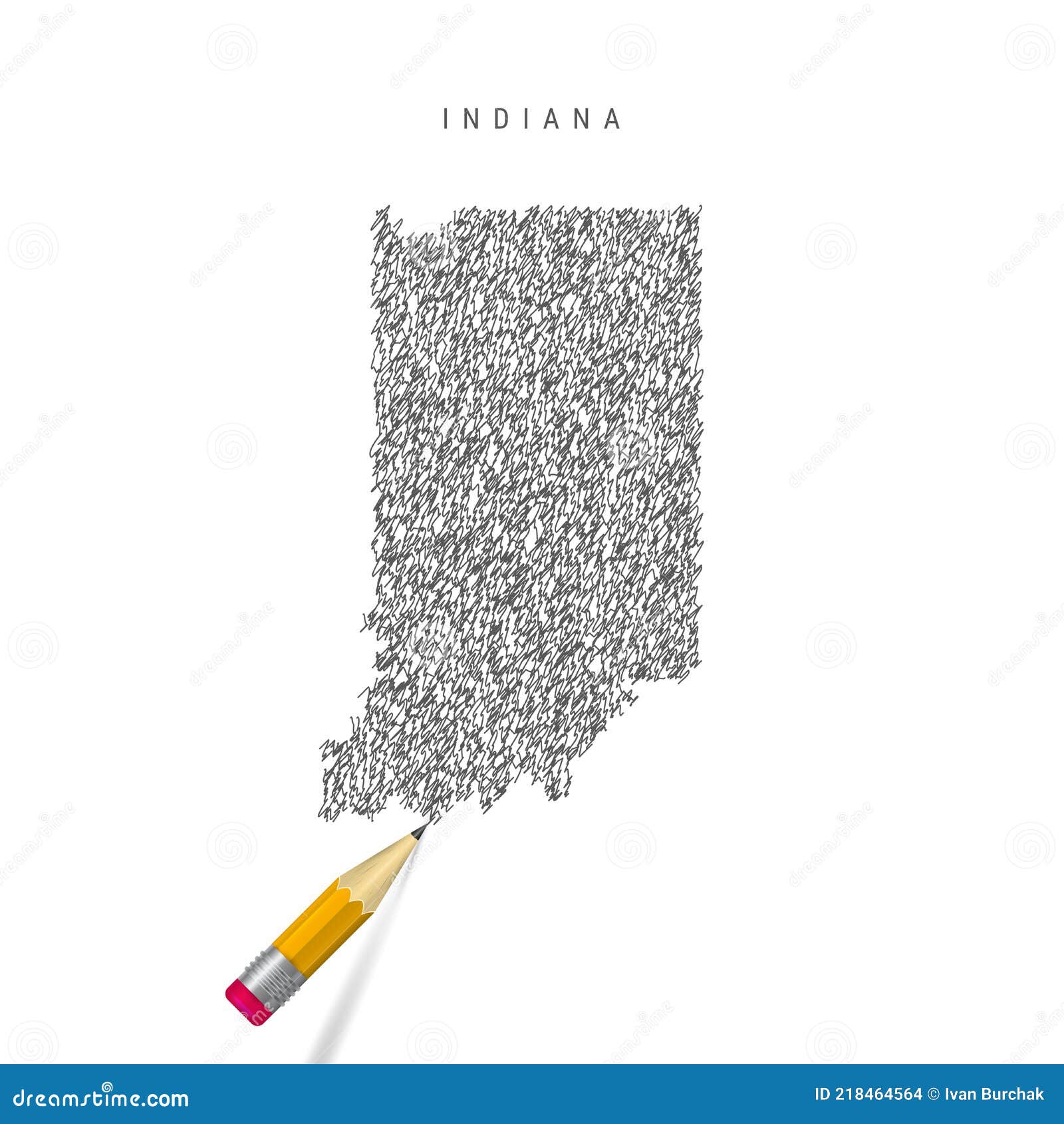 Indiana Sketch Scribble Map Isolated on White Background. Hand Drawn Vector Map of Indiana ...