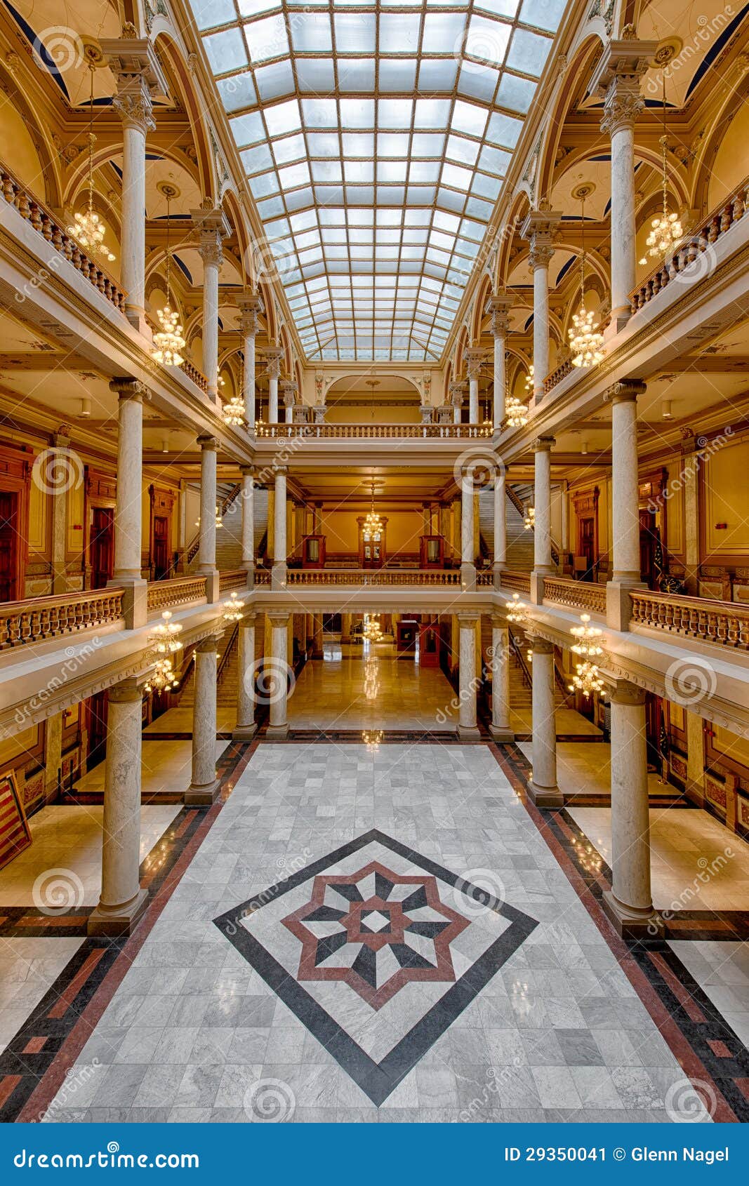 Indiana State Capitol Lobby Stock Image - Image of illuminated, ceiling ...