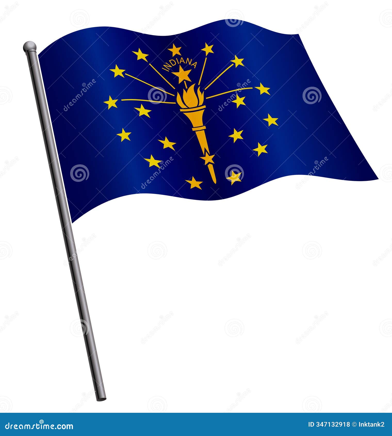 Indiana in State Flag Flying Waving on Flagpole Stock Vector ...