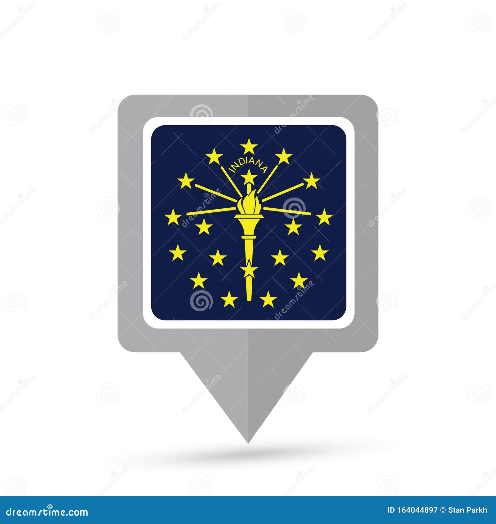 Indiana State Flag Map Icon Stock Vector - Illustration of location ...