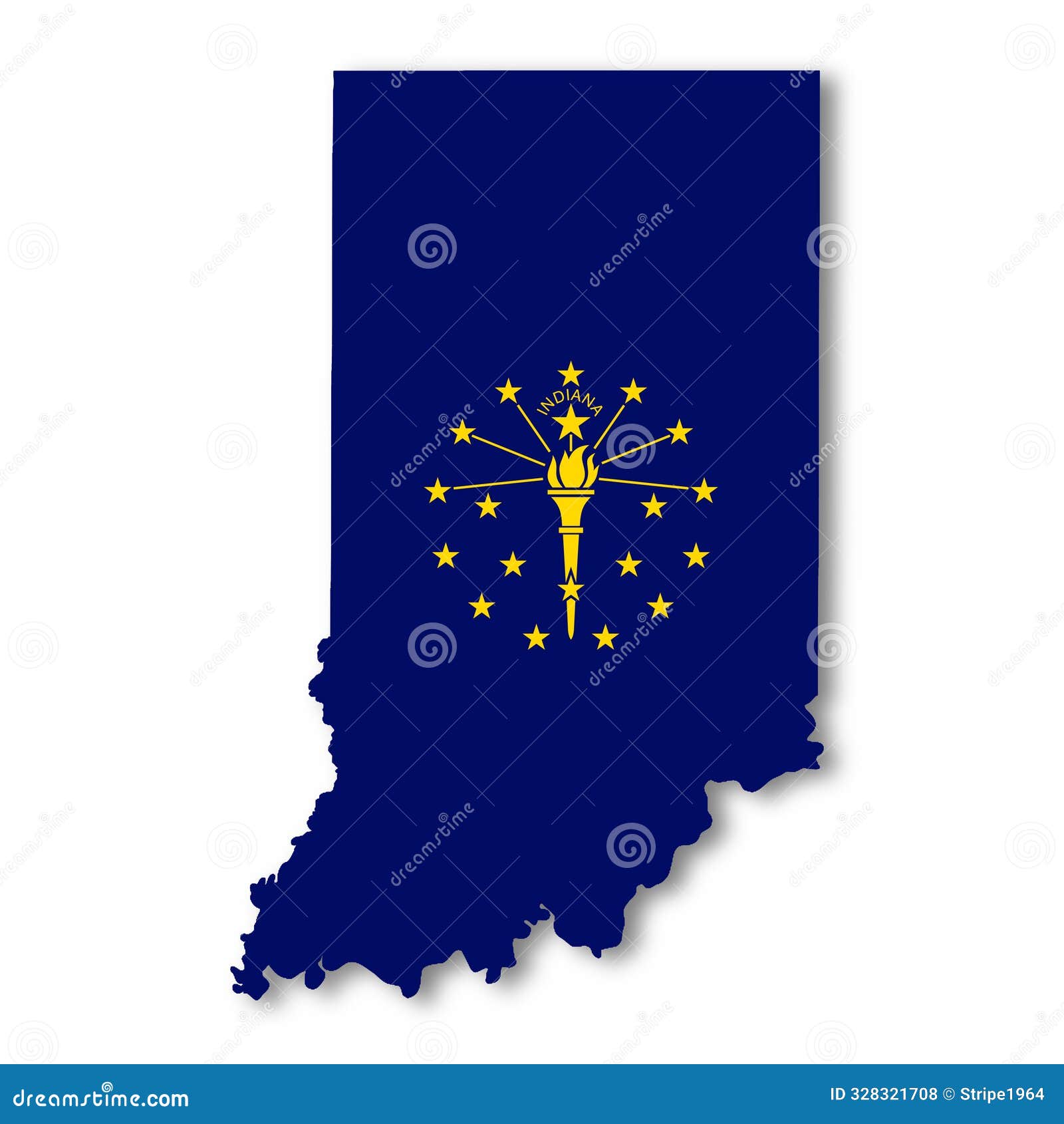 Indiana State Flag Map Illustration with Clipping Path Stock ...