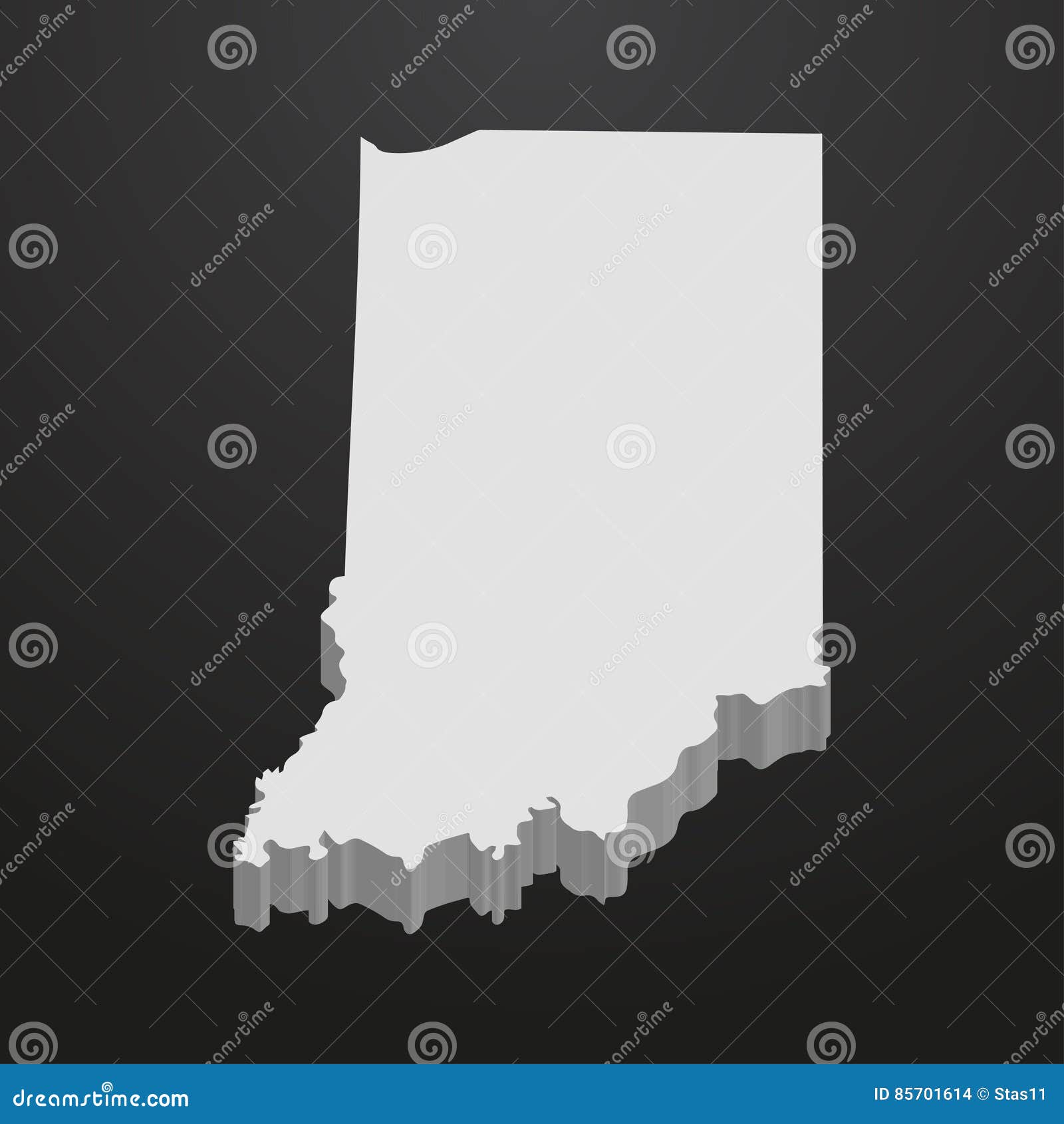 Indiana State Map in Gray on a Black Background 3d Stock Vector ...