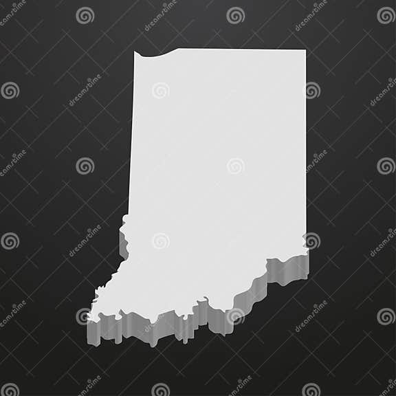Indiana State Map in Gray on a Black Background 3d Stock Vector ...