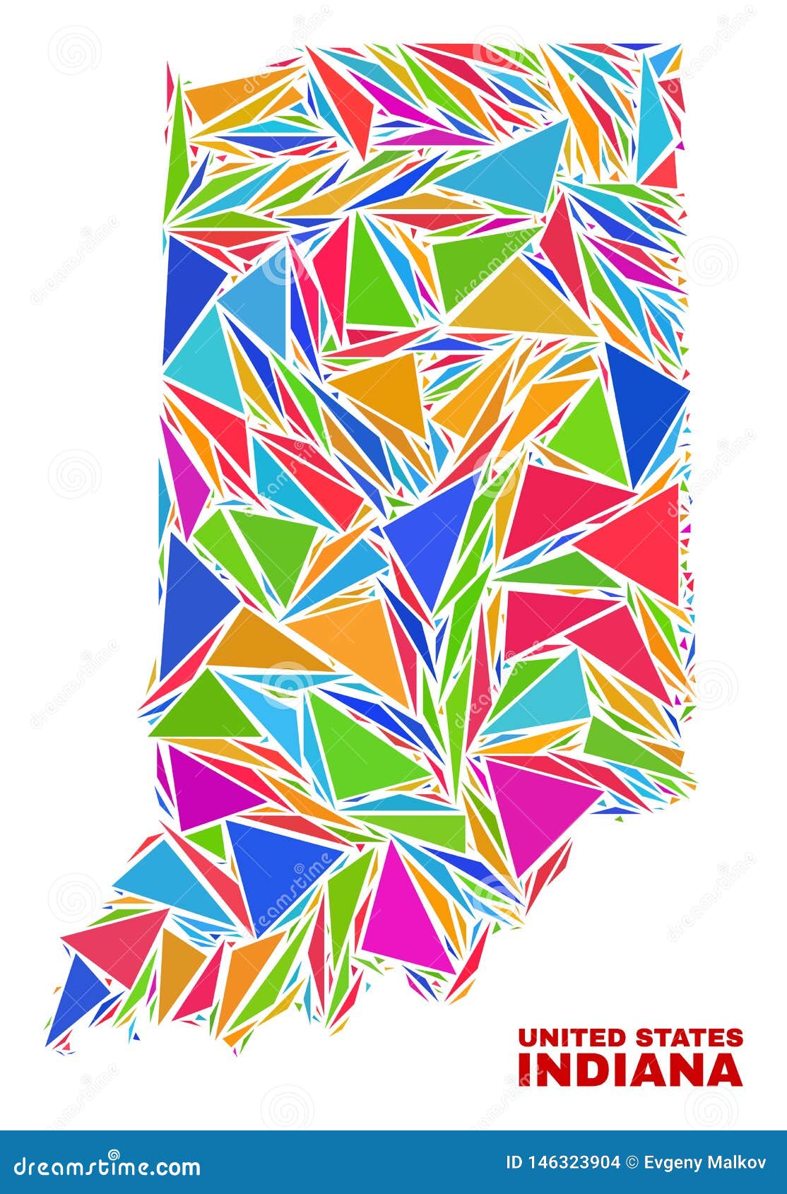 Indiana State Map - Mosaic of Color Triangles Stock Vector ...