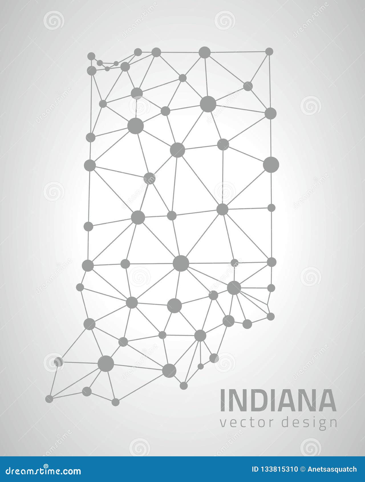 Indiana Outline Map State Shape USA America Borders Cartoon Vector ...