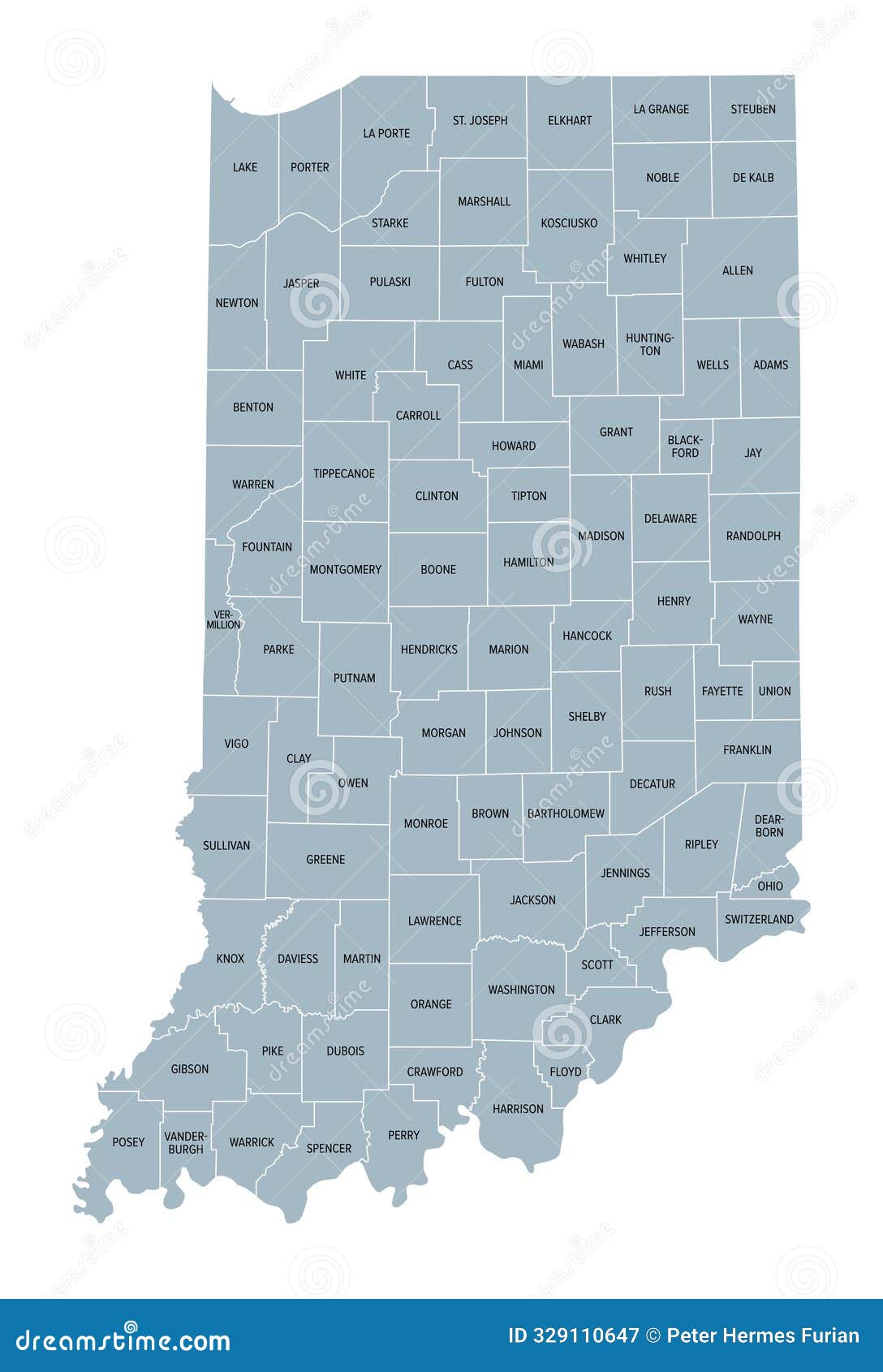 3d Political Map Of Indiana Stock Photo | CartoonDealer.com #185259954