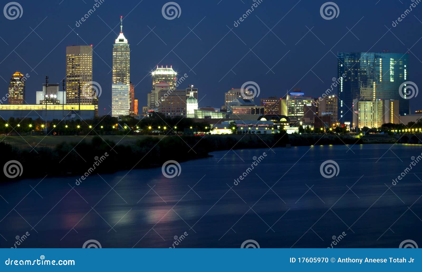 Indianapolis, Indiana (night) Stock Photo - Image of blue, bridges ...