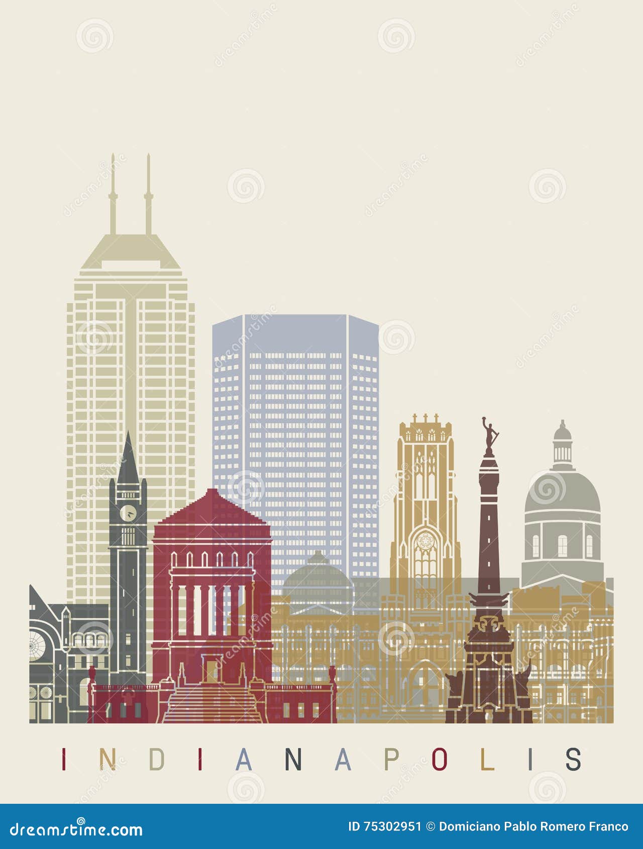 Indianapolis Skyline Poster Stock Vector - Illustration of creativity ...