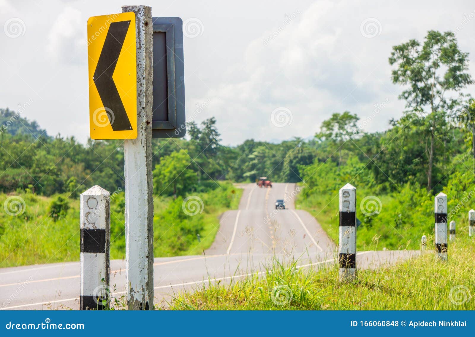Indicates a Change in the Road Alignment Warning Sign in Thailand Stock ...