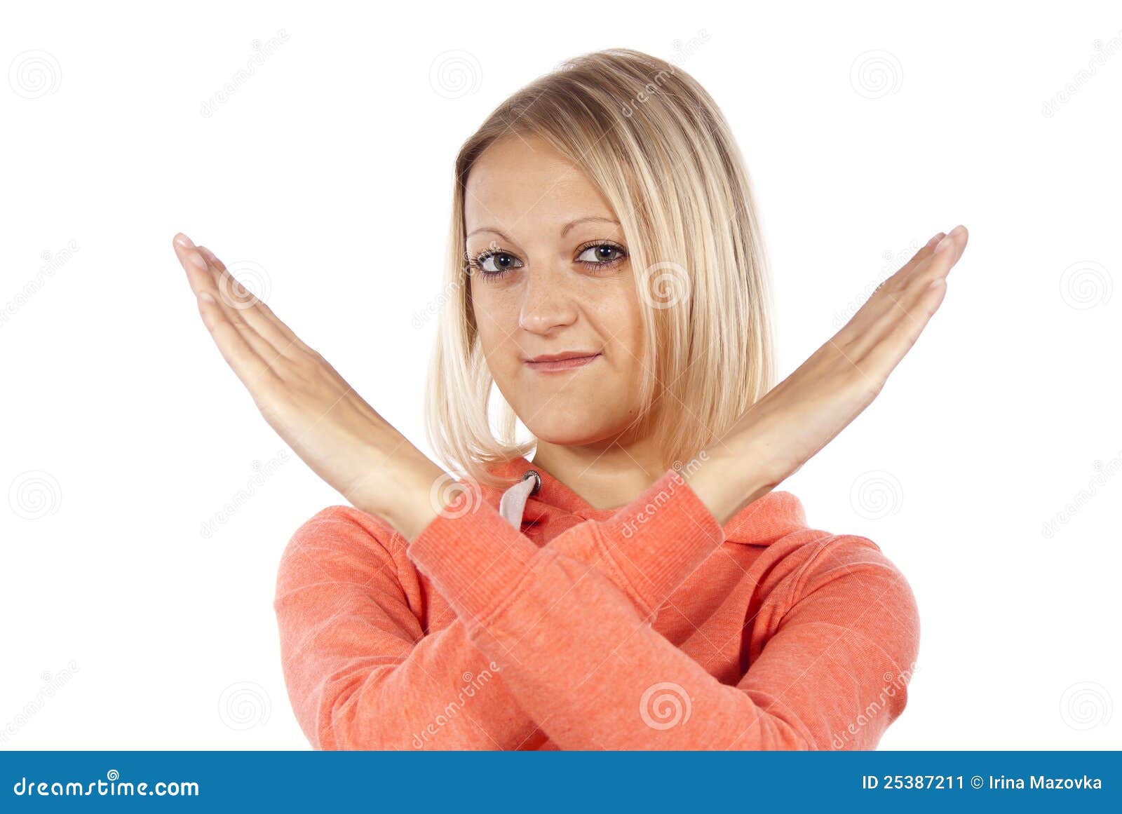 Indicates the Sign of the Girl Hands Enough Stock Image - Image of ...