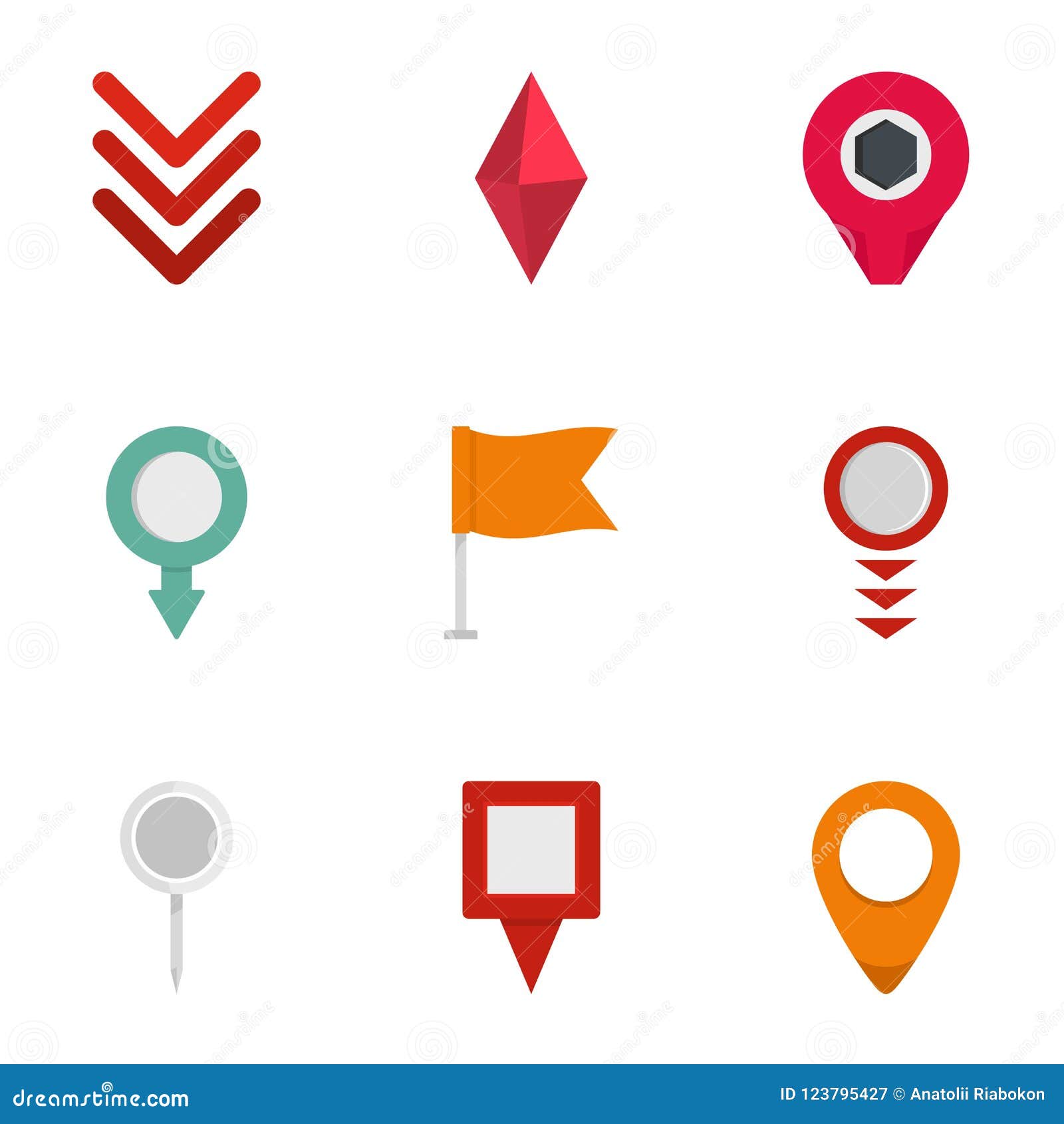 Indication Icons Set, Flat Style Stock Illustration - Illustration of ...