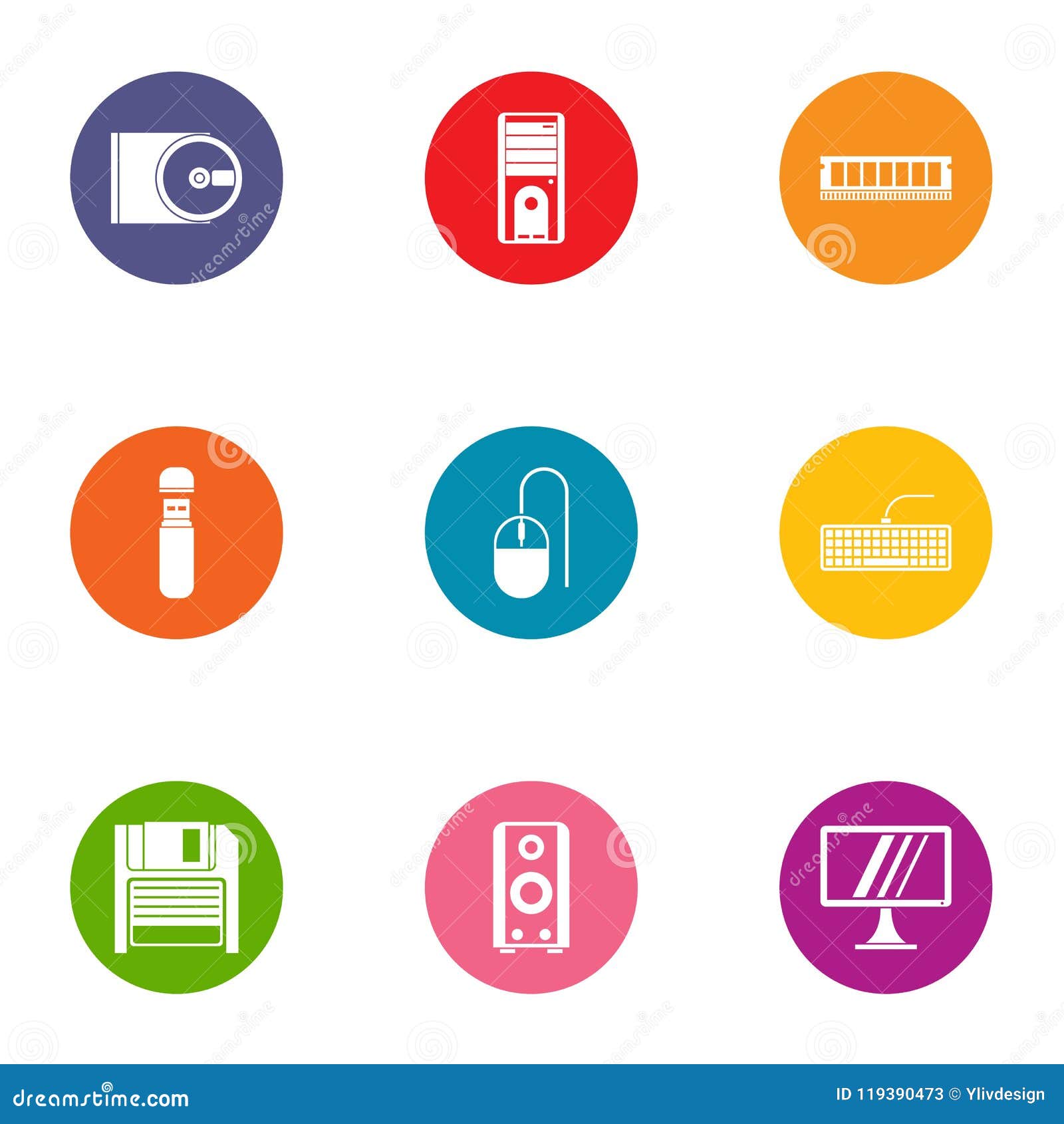 Indication Icons Set, Flat Style Stock Vector - Illustration of mobile ...