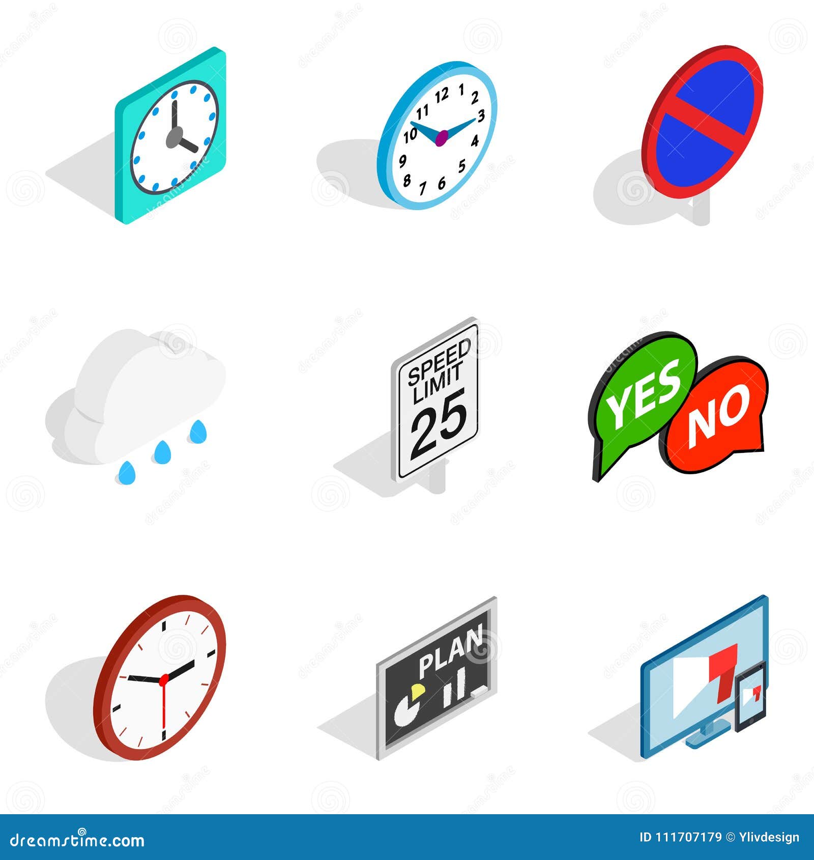 Indicator Icons Set, Isometric Style Stock Vector - Illustration of ...