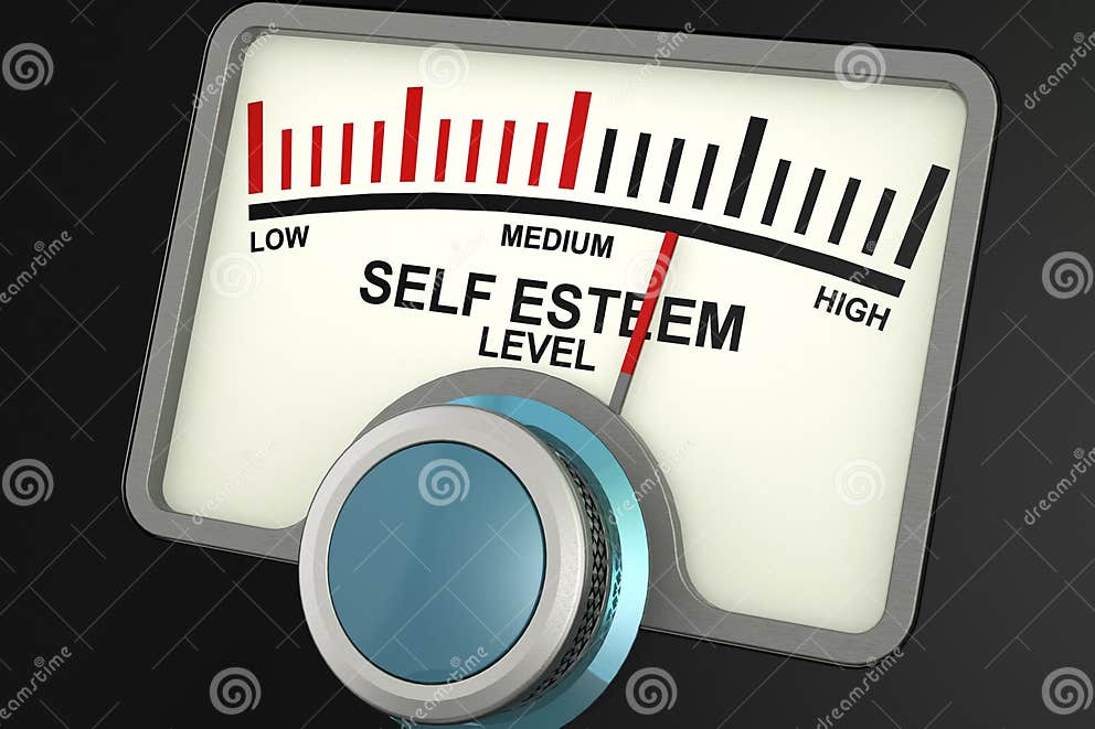 Indicator for Self Esteem Level with Blue Knob Stock Illustration ...