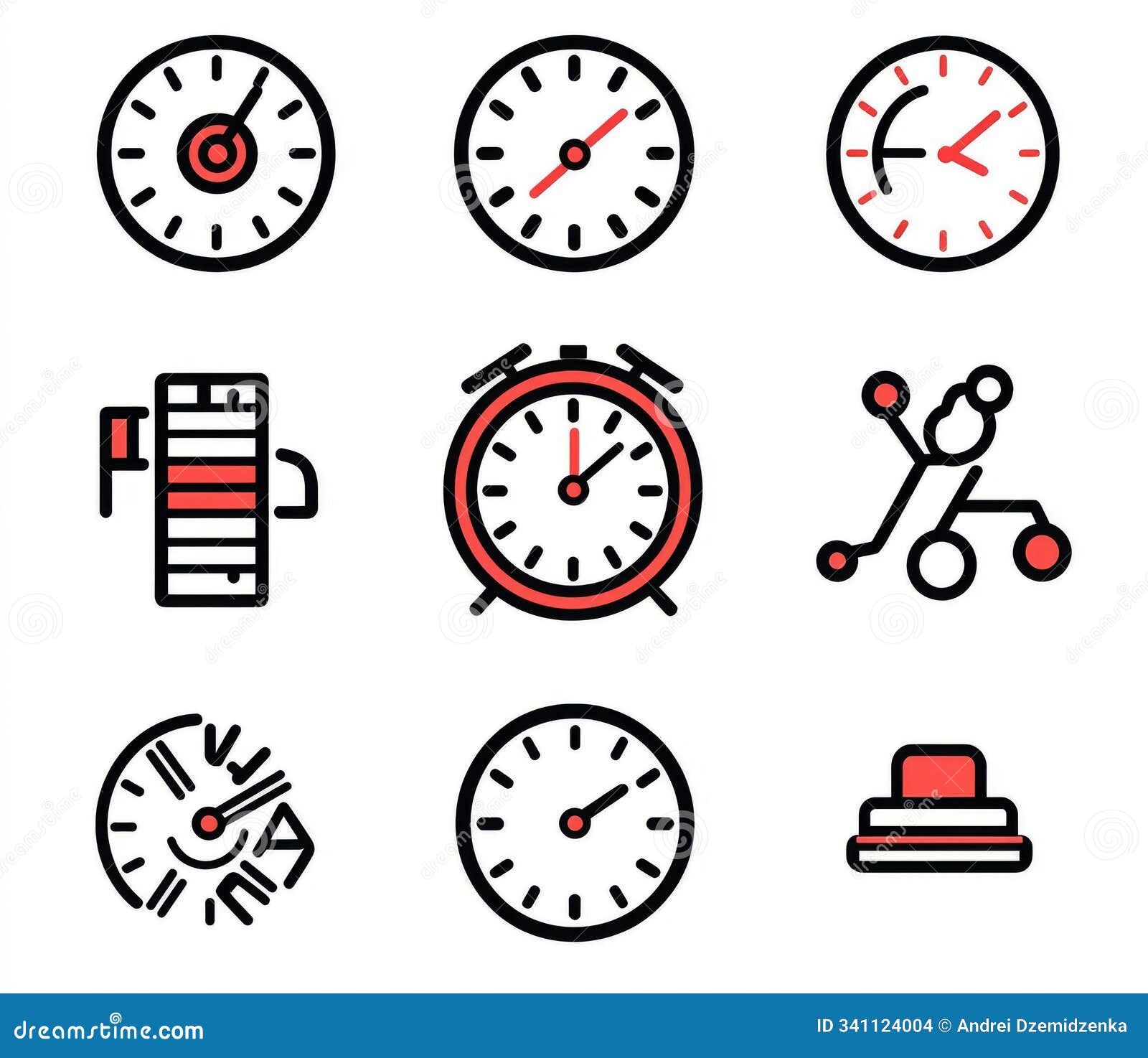 Indicator of a Stopwatch. Icons of a Timer, Clock and Chronometer ...