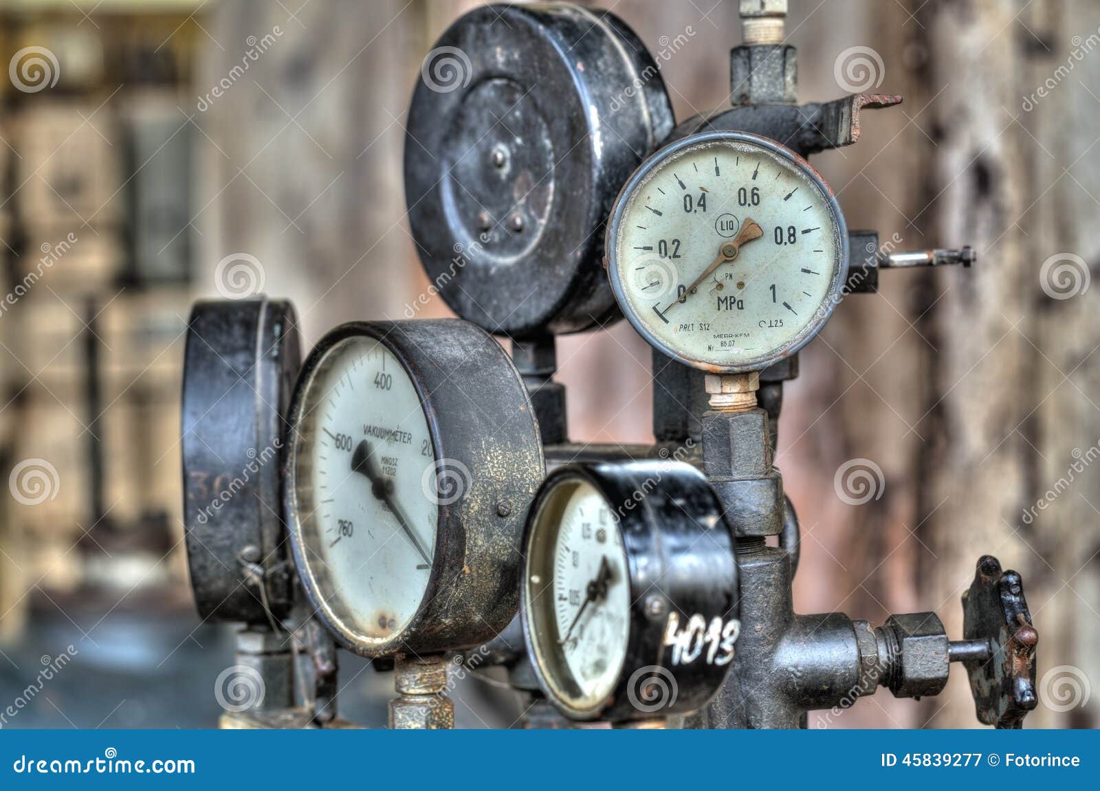Indicators For The Measurement In An Old Factory Royalty-Free Stock ...