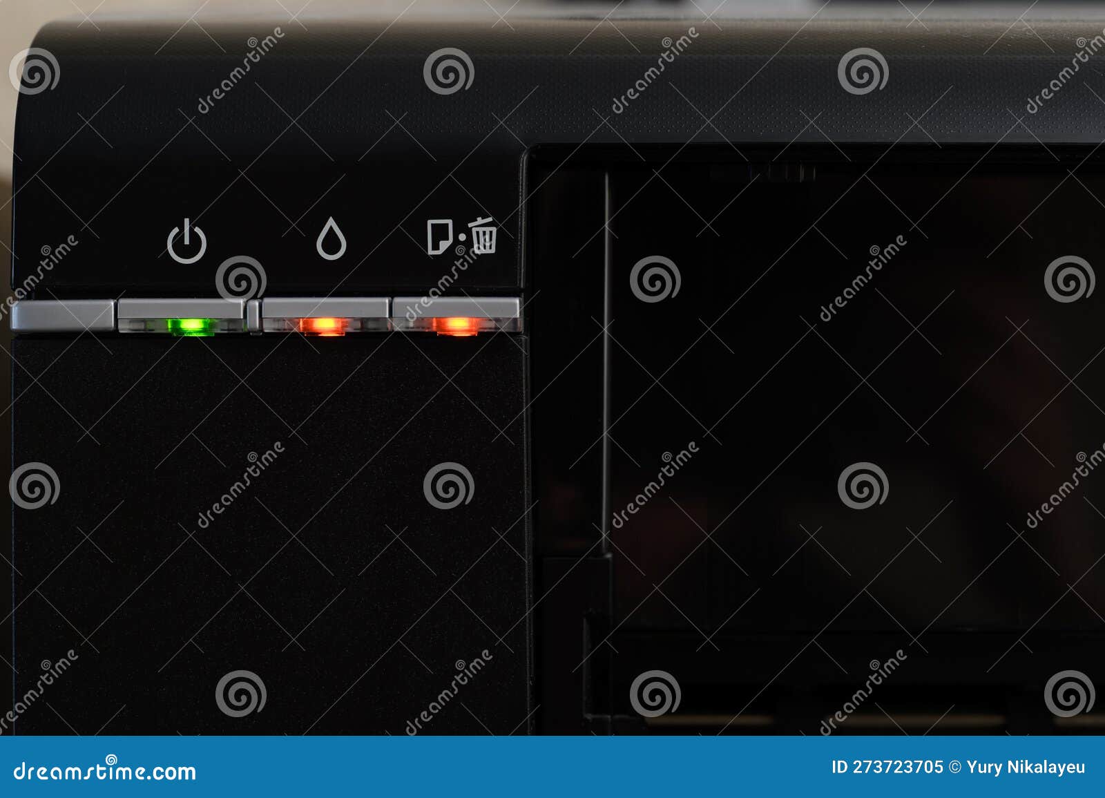 The Indicators on the Printer are Red, the Printer is Broken, Close-up ...