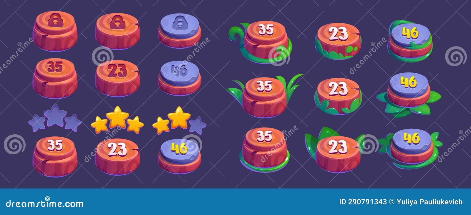 Indicators To Select Game Level with Star Rating. Stock Illustration ...