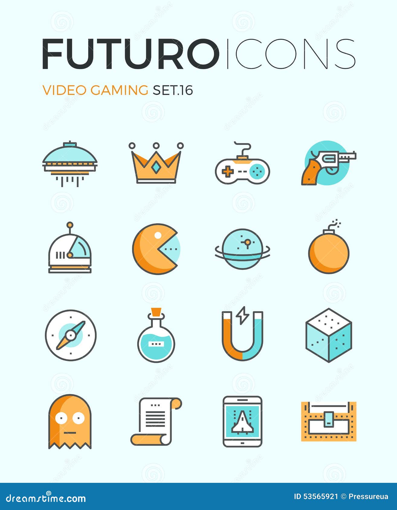 Indie Gaming Futuro Line Icons Stock Vector - Illustration of flat ...