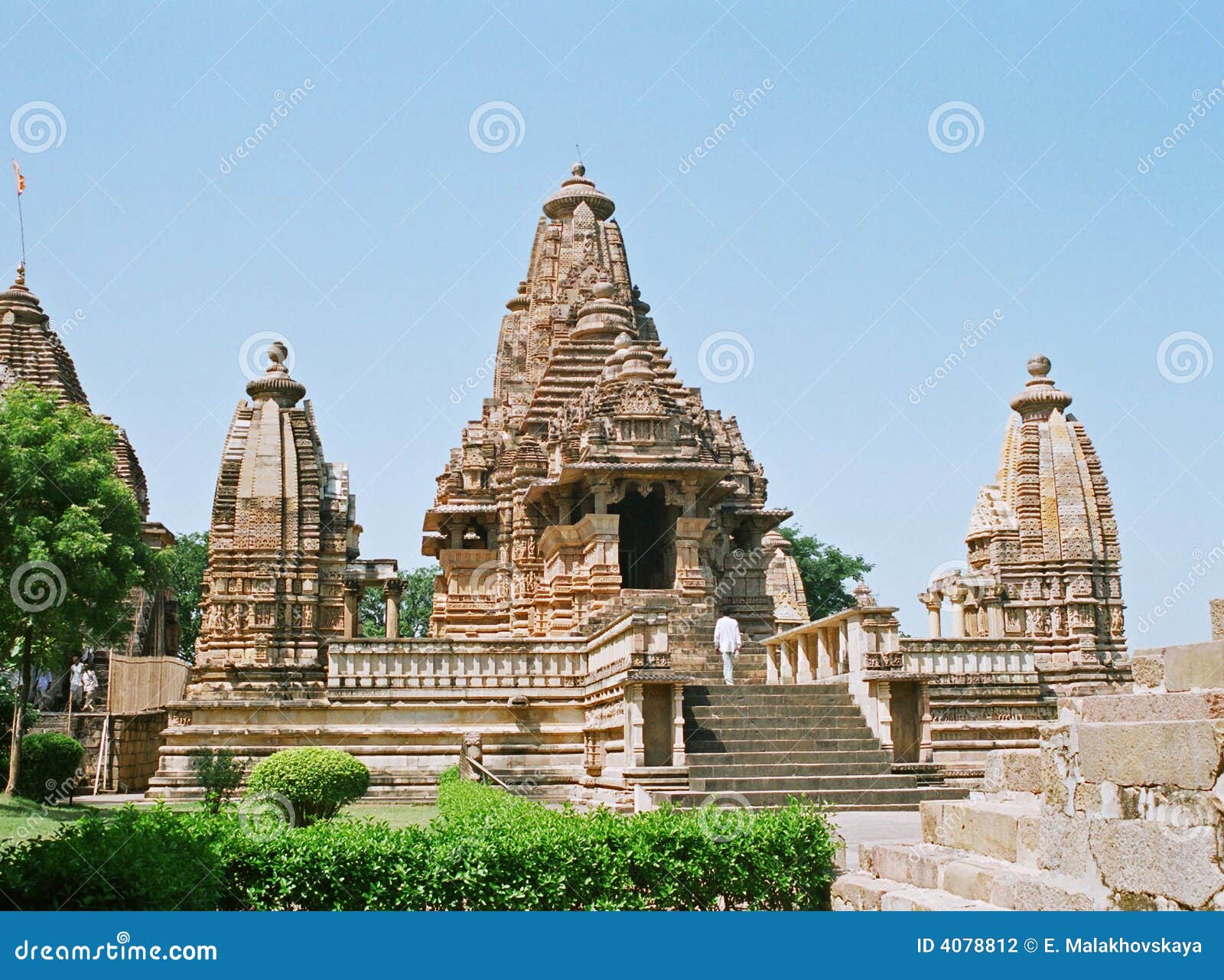 Indien, Tempel in Khajuraho. Stockfoto - Bild von hindus, hinduismus ...