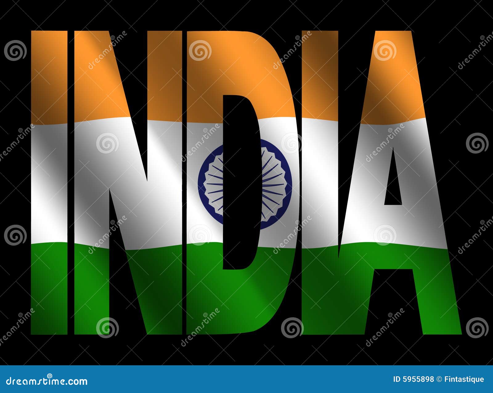 Indien-Text Mit Indischer Markierungsfahne Stock Abbildung ...