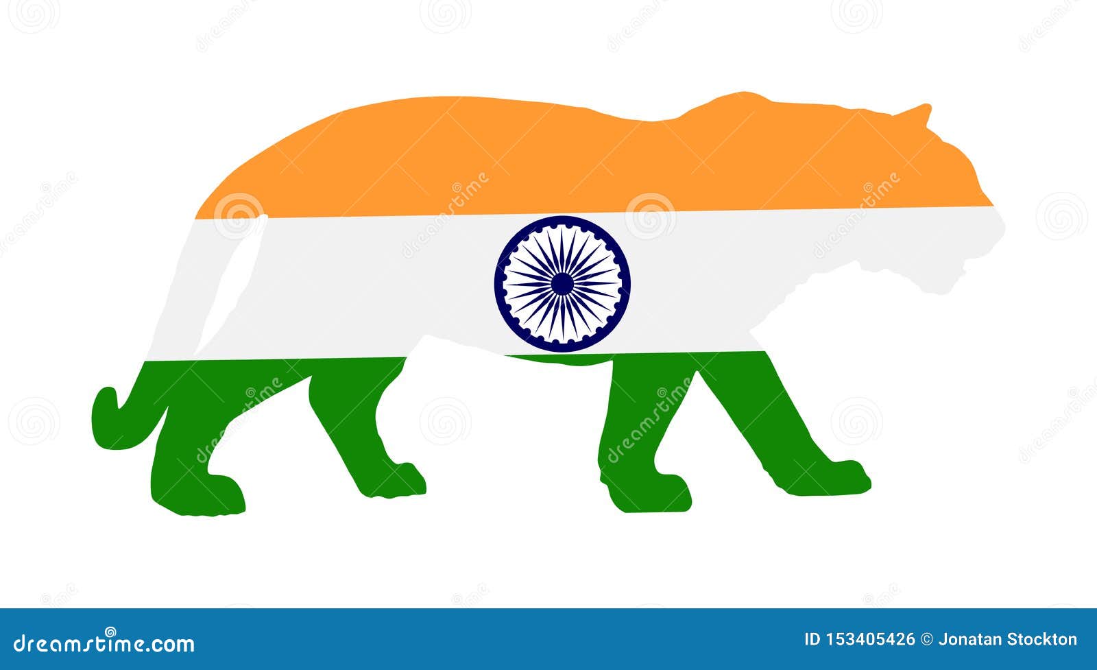 Indiens Flagga över Silhuettillustration Av Tigervektor Som är Isolerad ... Indiens Flagga över Silhuettillustration Av Tigervektor Som är Isolerad ...