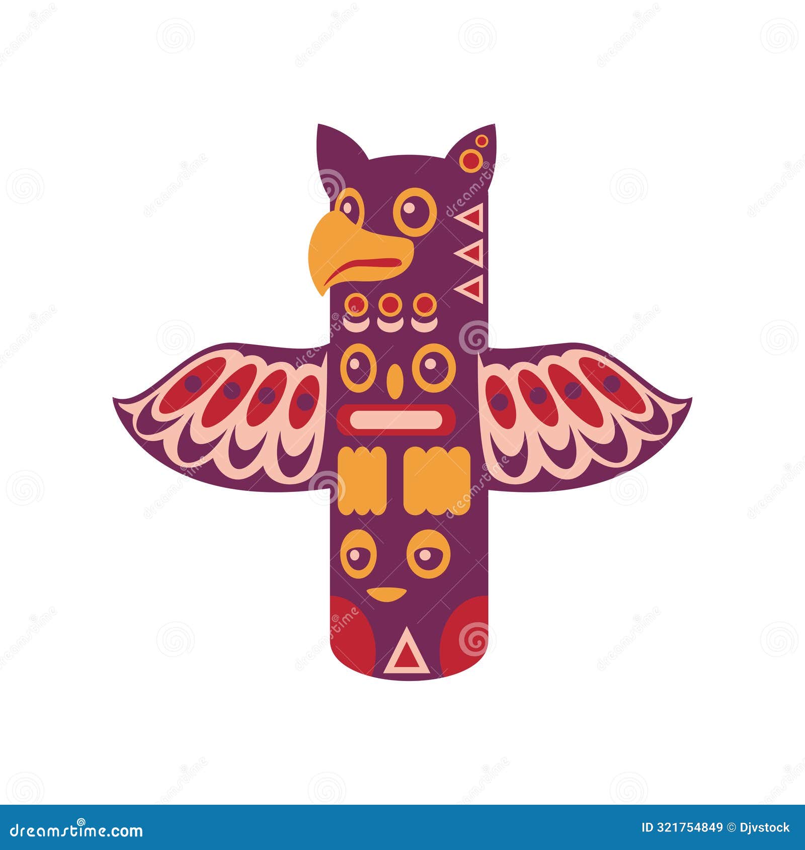 Ancient Totem Pole On Prairie Adorned With Hawks And Bears Amidst ...