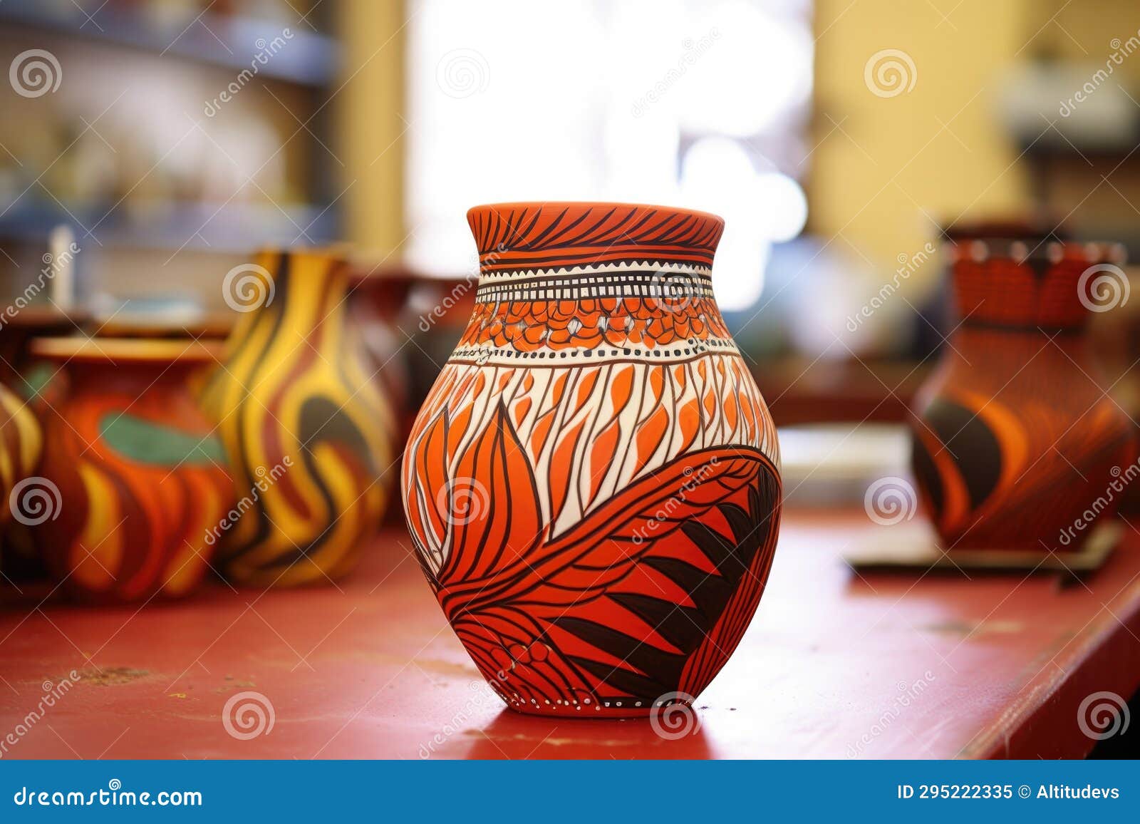 Indigenous Artwork Painted on Terracotta Pottery Stock Image - Image of ...