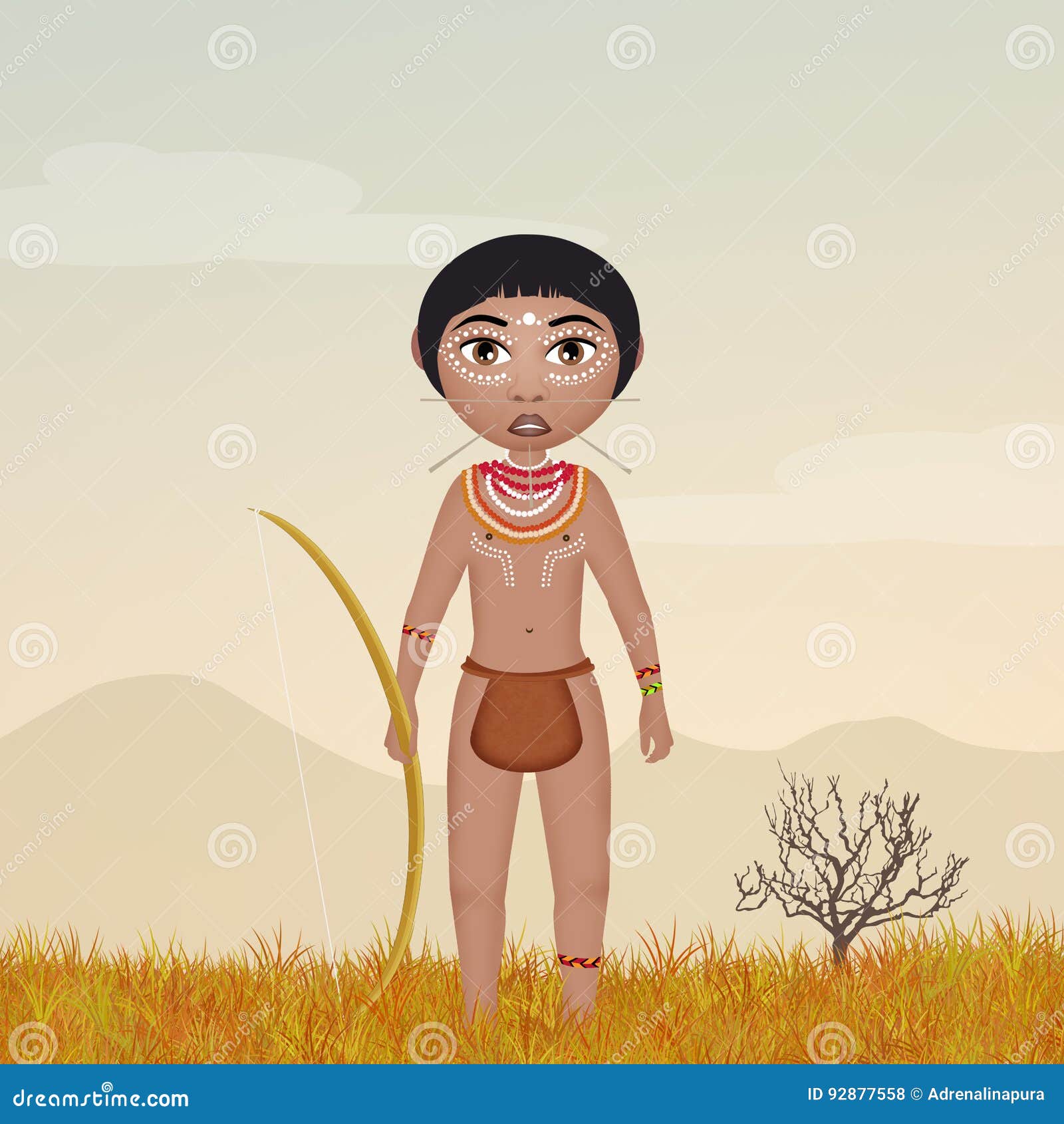 Indigenous child stock illustration. Illustration of hunter - 92877558