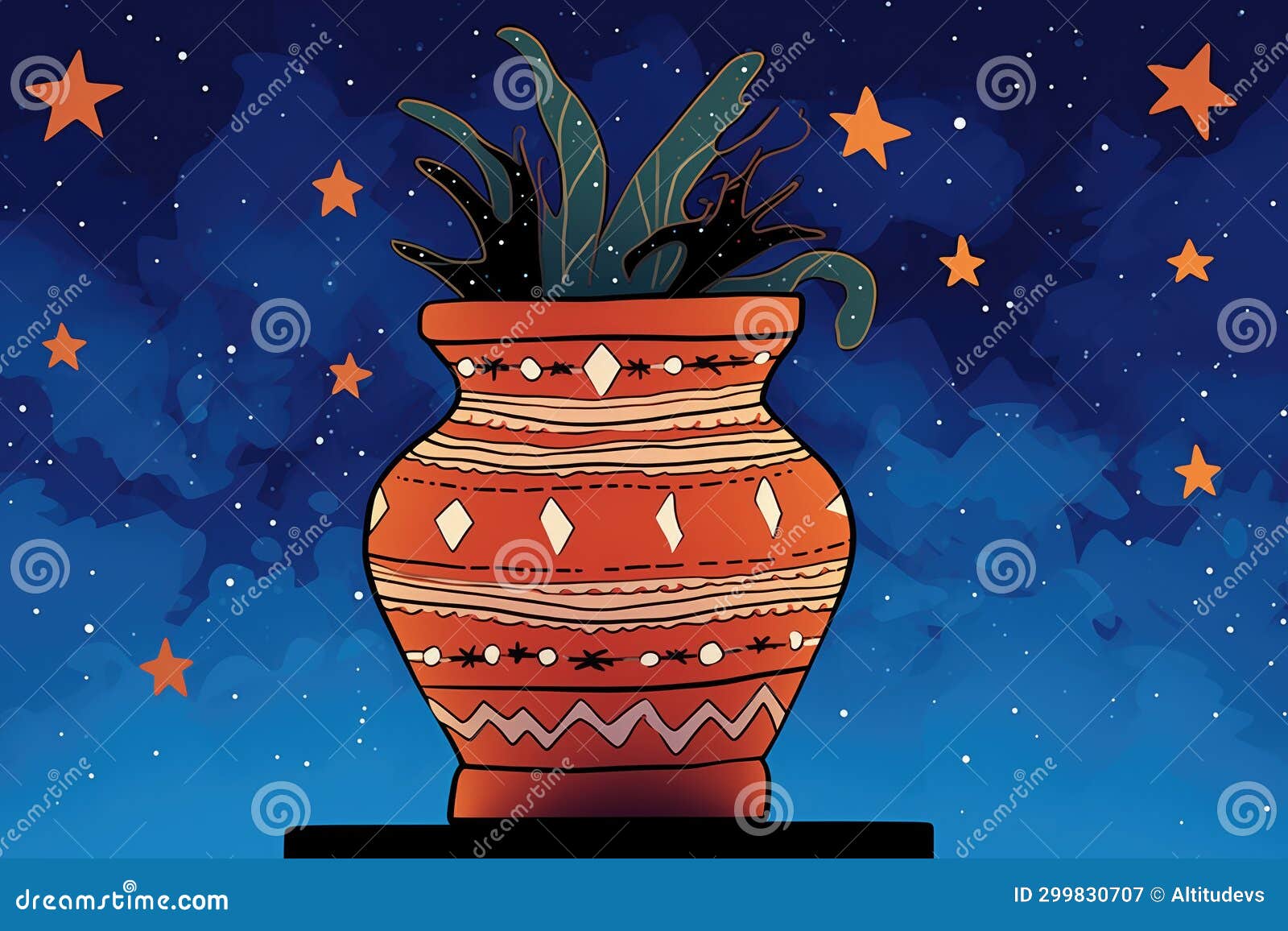 Indigenous Clay Pot Silhouette with Star-lit Sky Stock Image - Image of ...