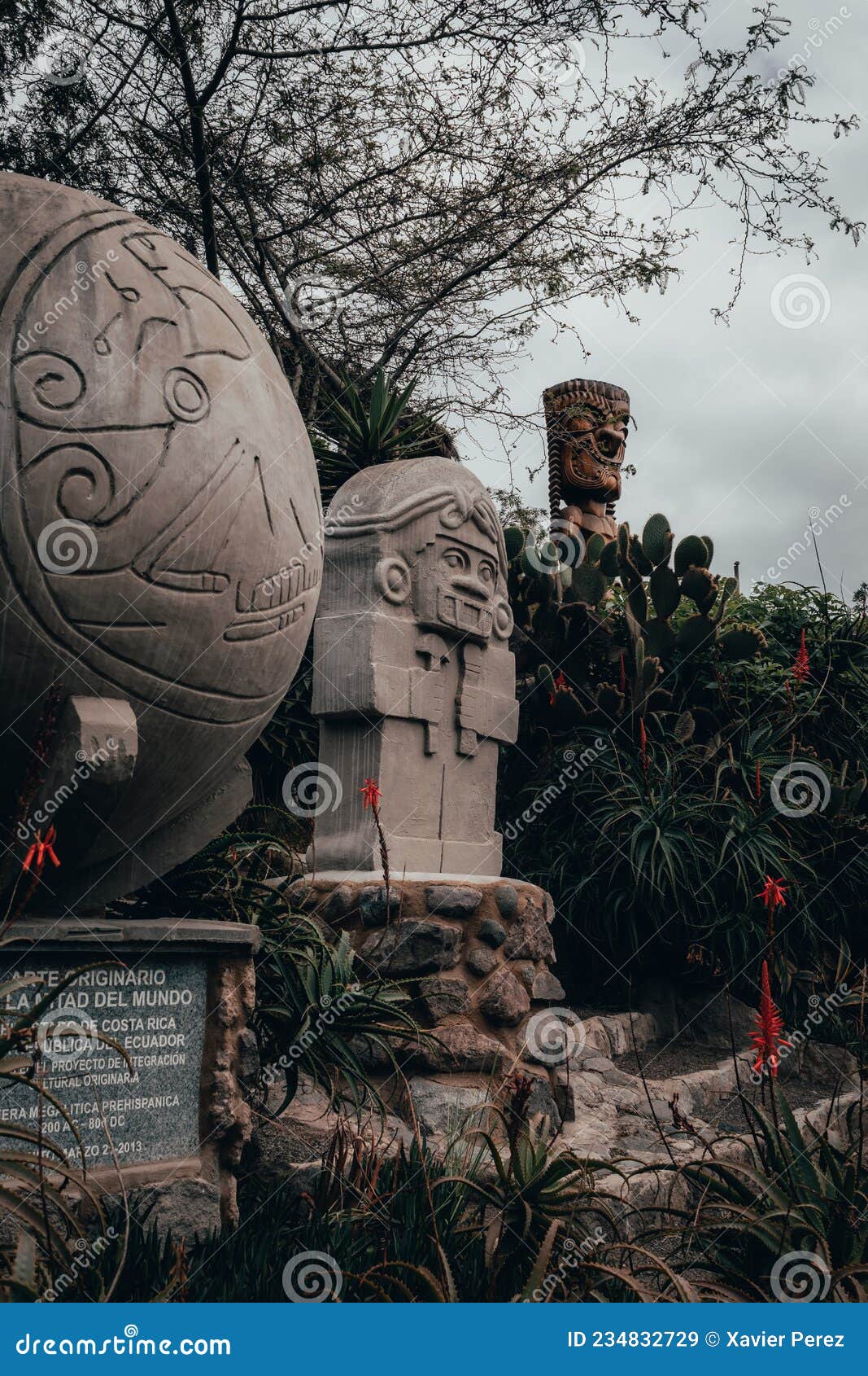 Indigenous Ecuadorian Stone Statue and Trees Stock Image - Image of ...