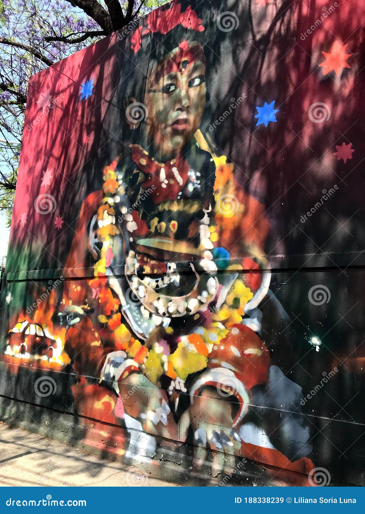 Indigenous girl mural editorial stock image. Image of mural - 188338239