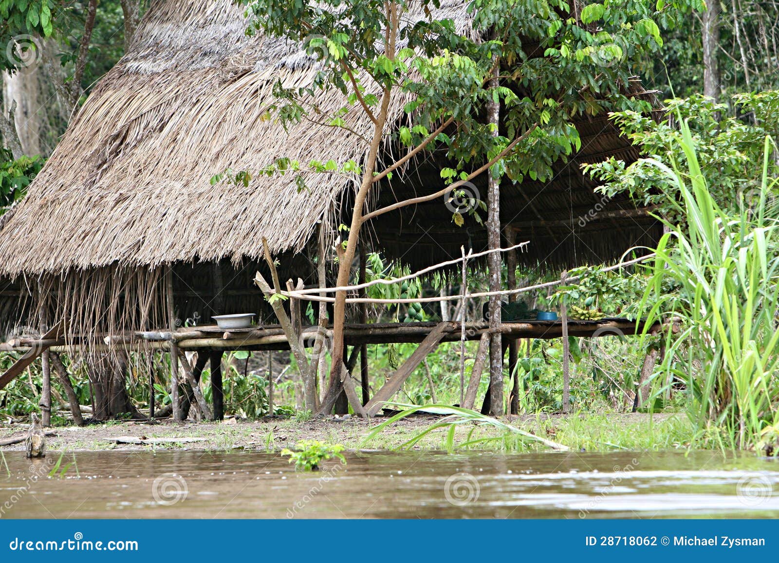 Indigenous House stock photo. Image of trees, river, rain - 28718062