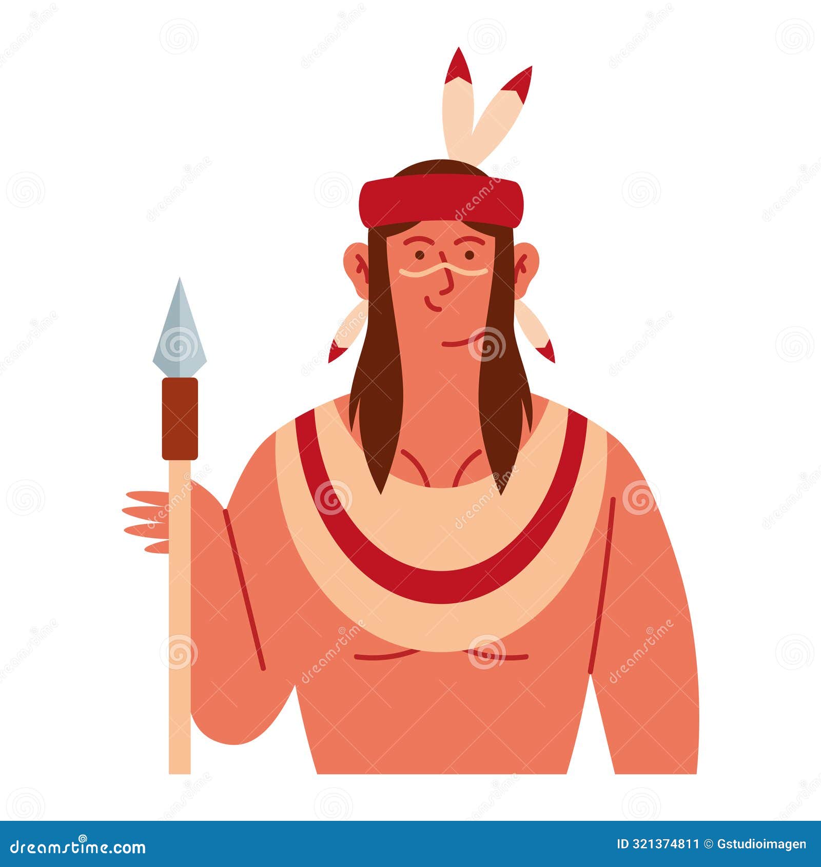 Indigenous Man Warrior On The Horse In Traditional Clothing Costume ...